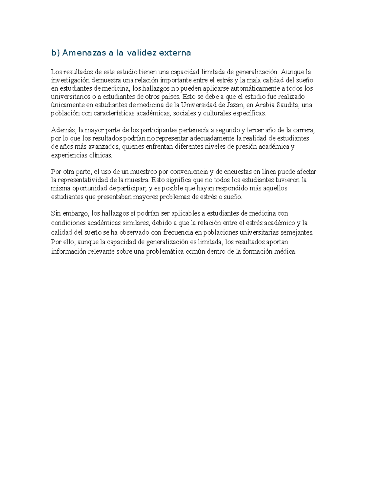 Amenazas a la Validez Externa en Estudiantes de Medicina - Inv. salud ...