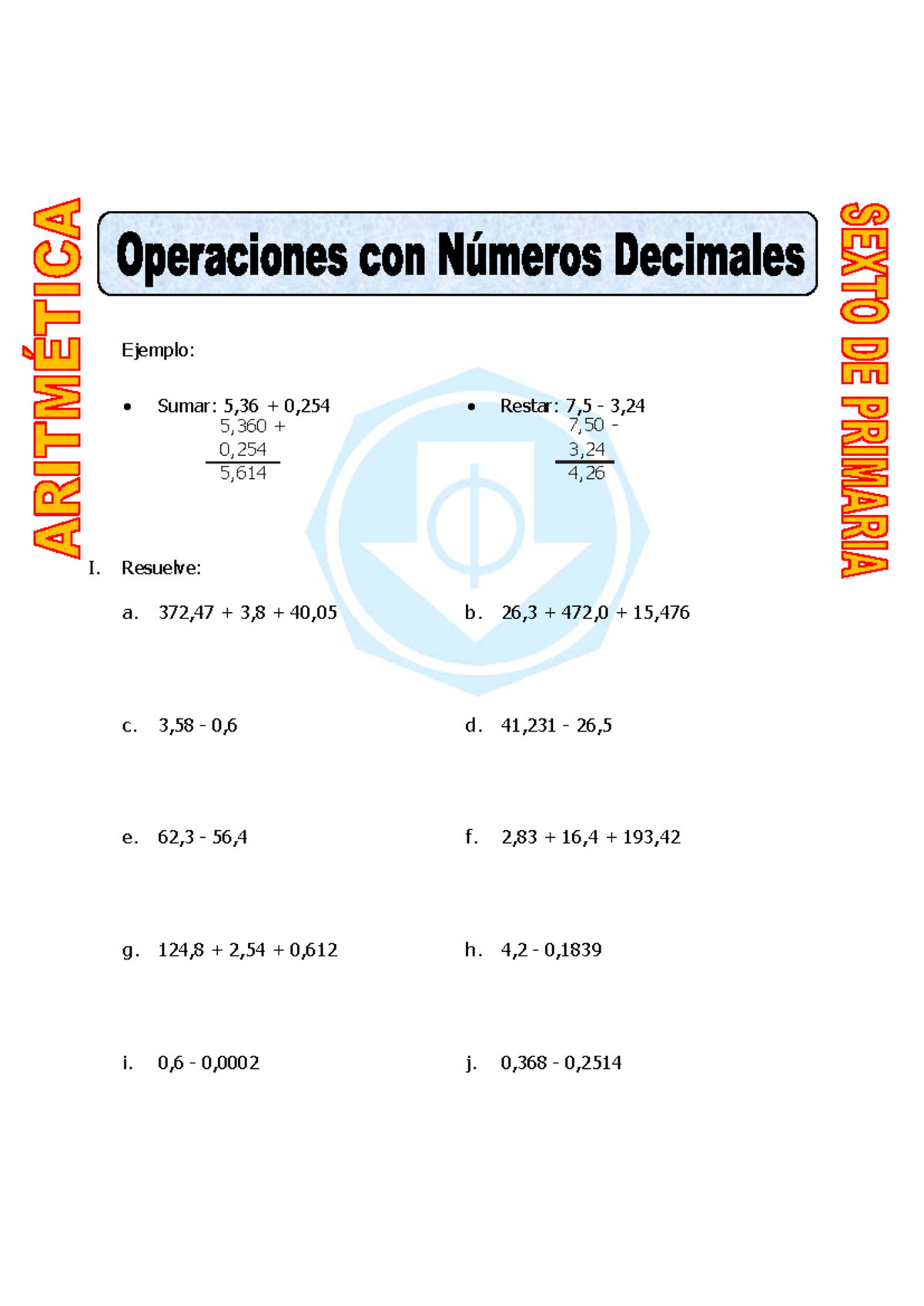 Operaciones con Decimales: Sumas, Restas, Multiplicaciones y Divisiones ...