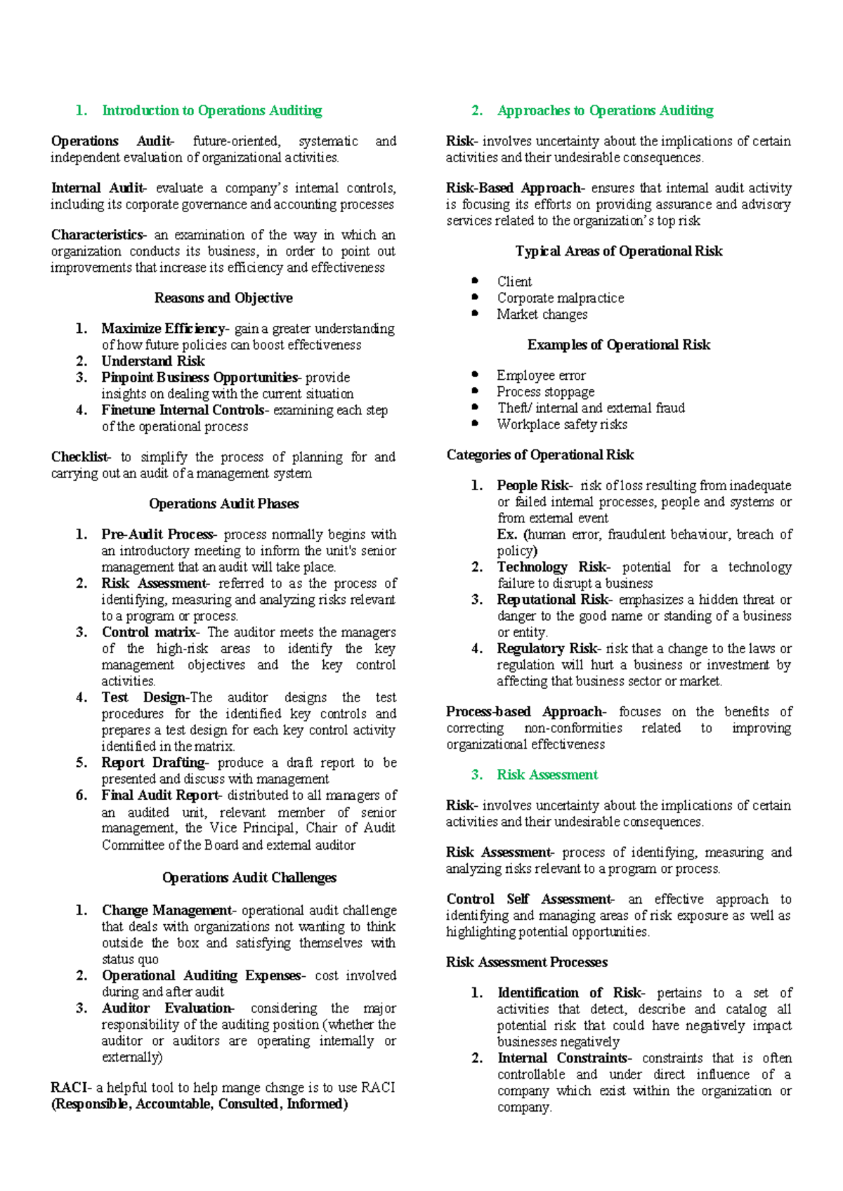 Reviewer IN ELEC Operations Audit - Introduction to Operations Auditing ...