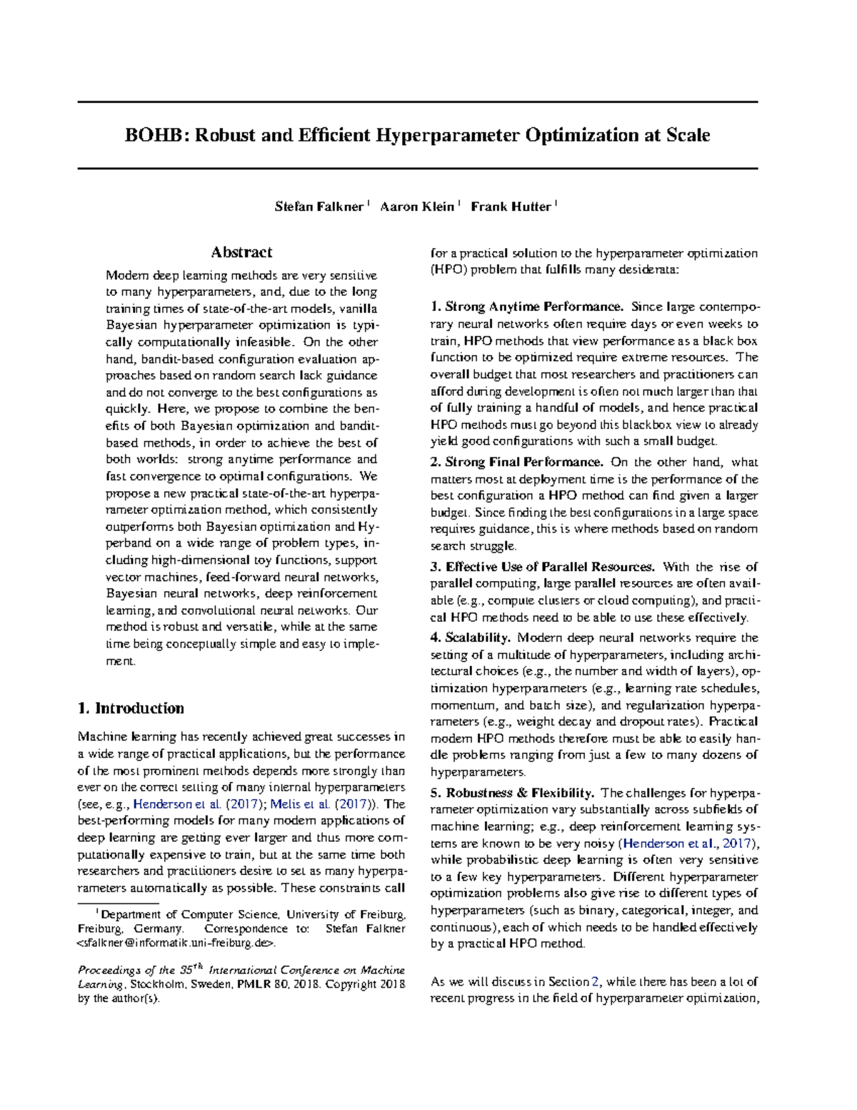 BOHB: Scalable and Efficient Hyperparameter Optimization Method - Studocu