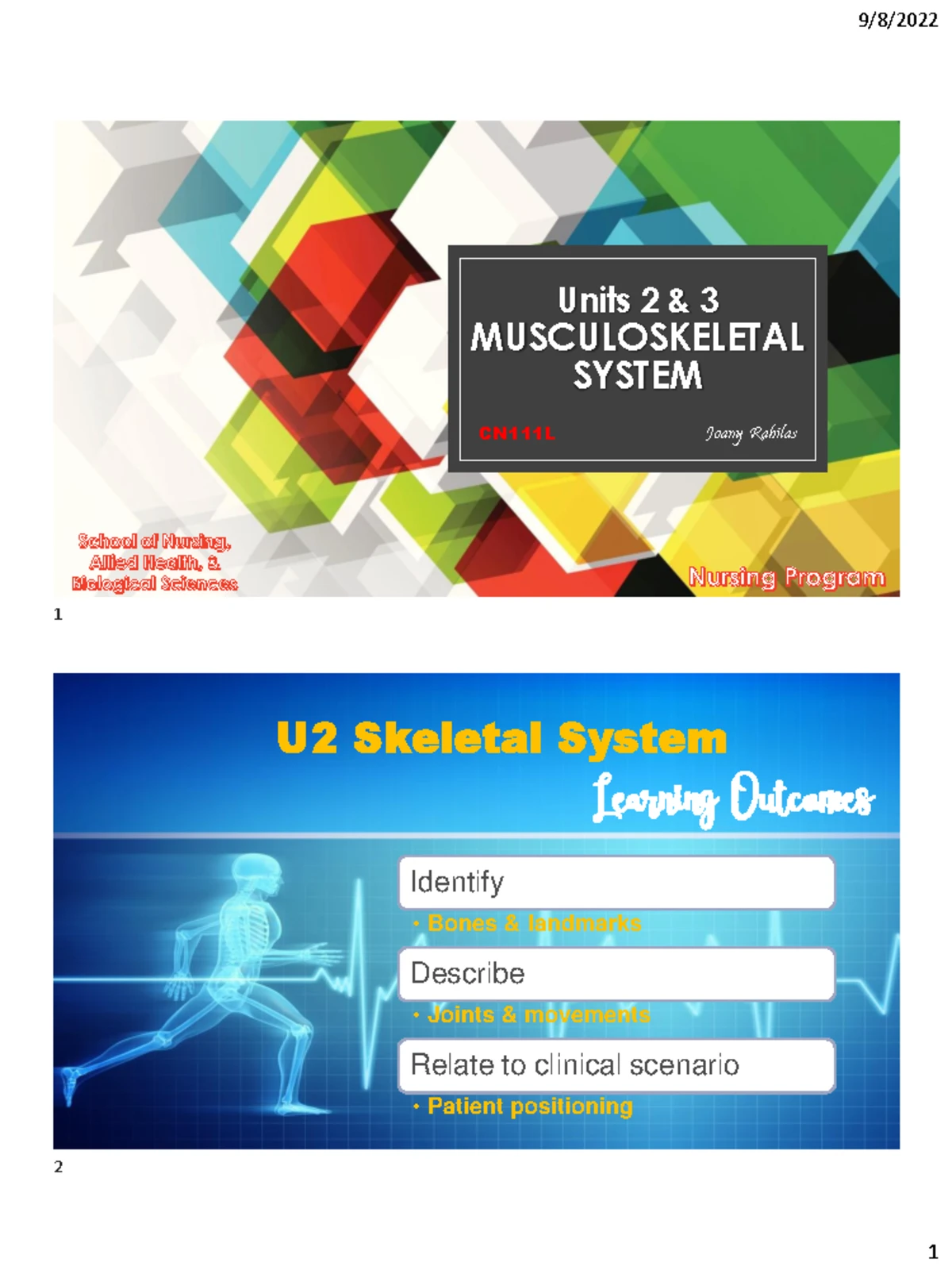 CN III UNIT 2: Overview of the Skeletal System and Its Functions - Studocu