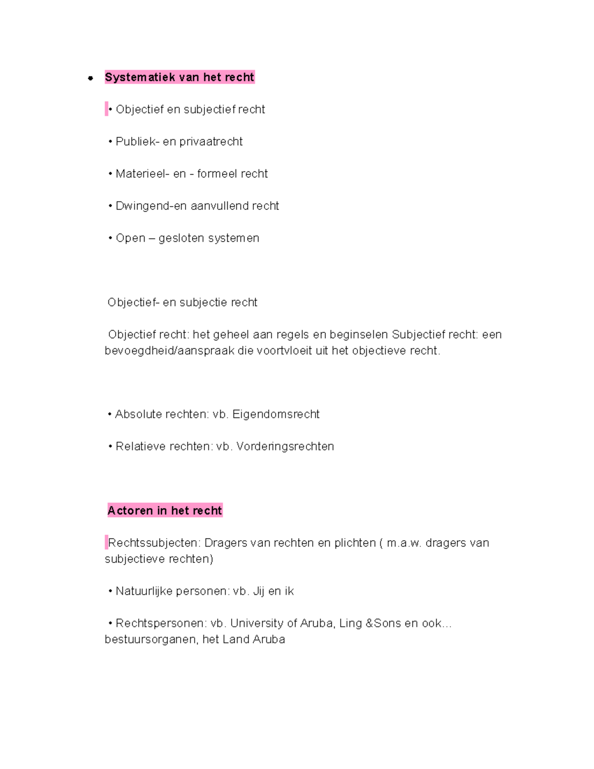 Basisbegrippen van Objectief en Subjectief Recht - UA 2023 - Studocu