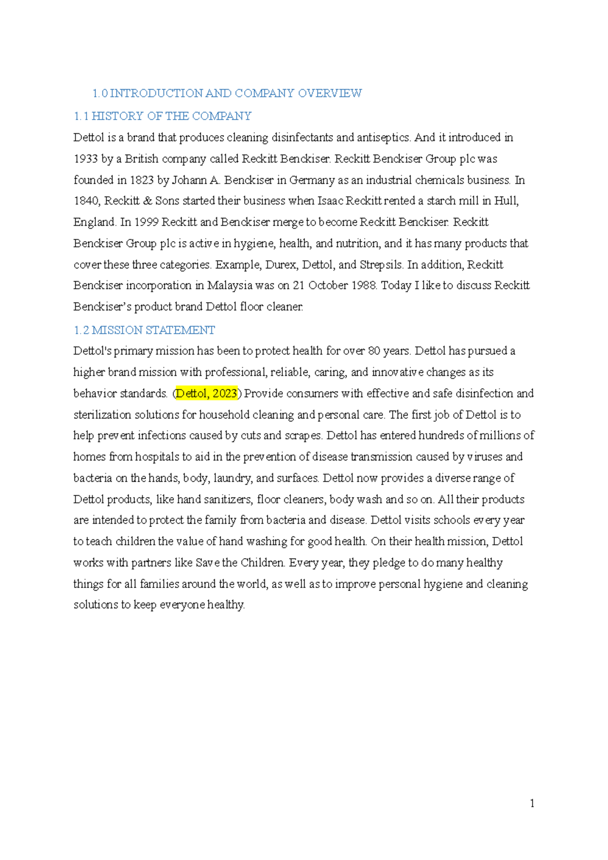 Individual Marketing Assignment - 1 INTRODUCTION AND COMPANY OVERVIEW 1 ...