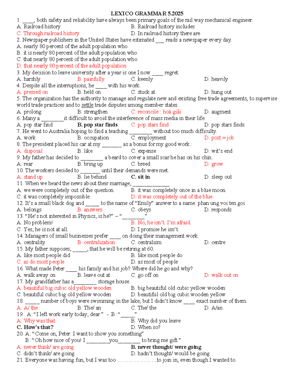 LEX 5 - Lexical Grammar Exercises and Answers - Studocu