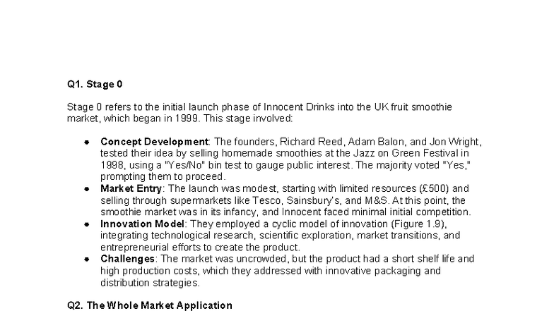 Case Study: Innocent Drinks' Market Entry & Expansion Strategy - Studocu
