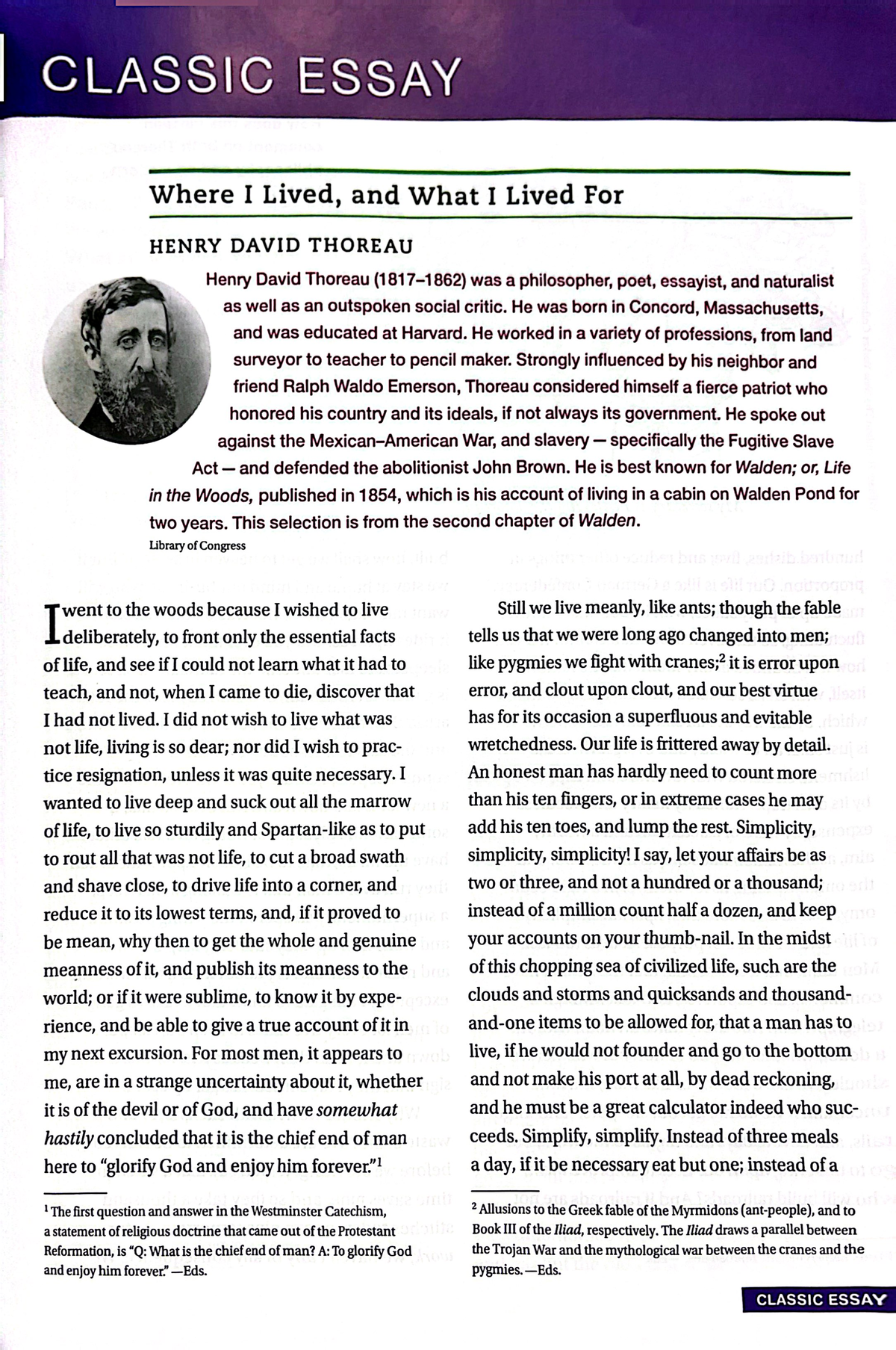CLASSIC ESSAY: Analysis of Thoreau's "Where I Lived, and What I Lived ...