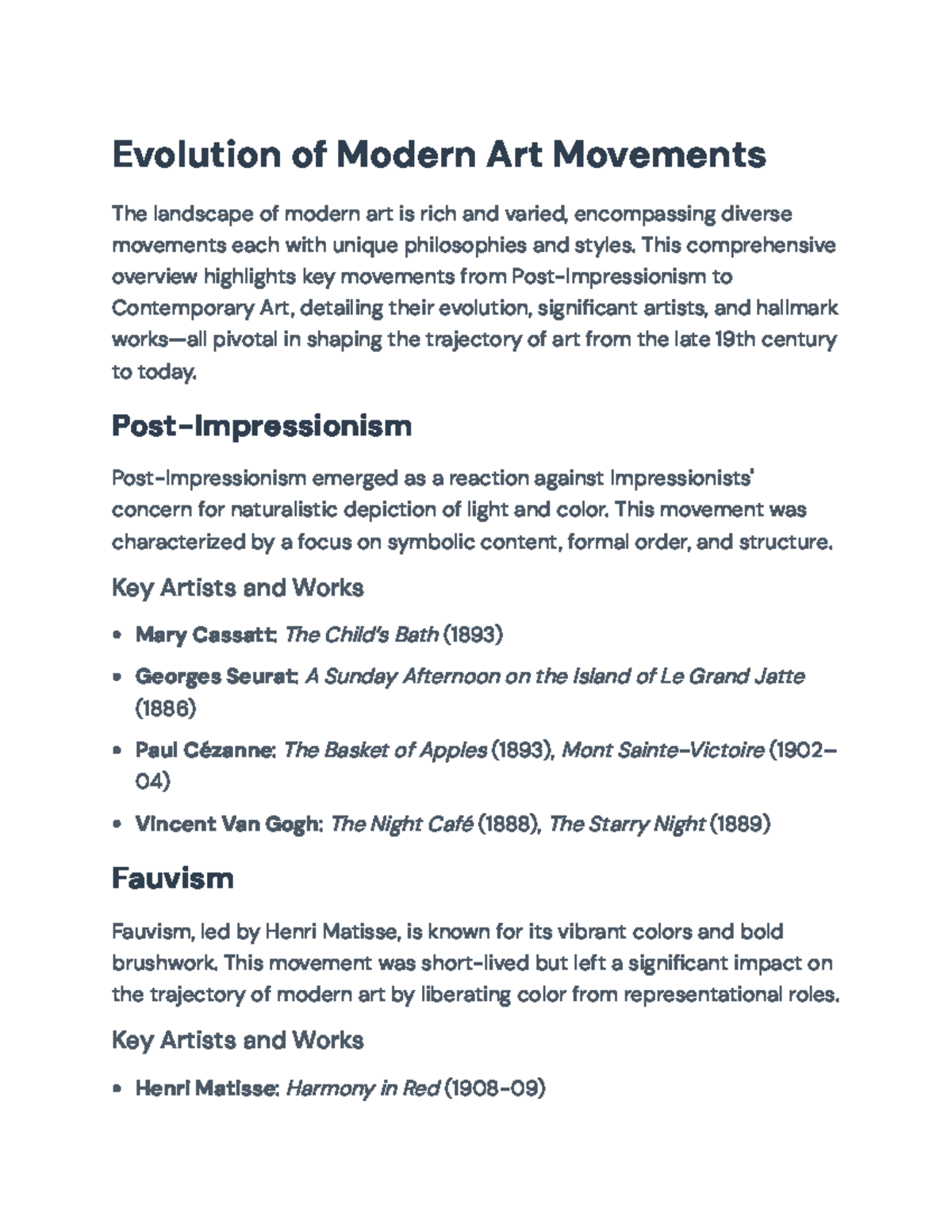 Modern Art Movements: An Overview of Evolution and Key Artists ...