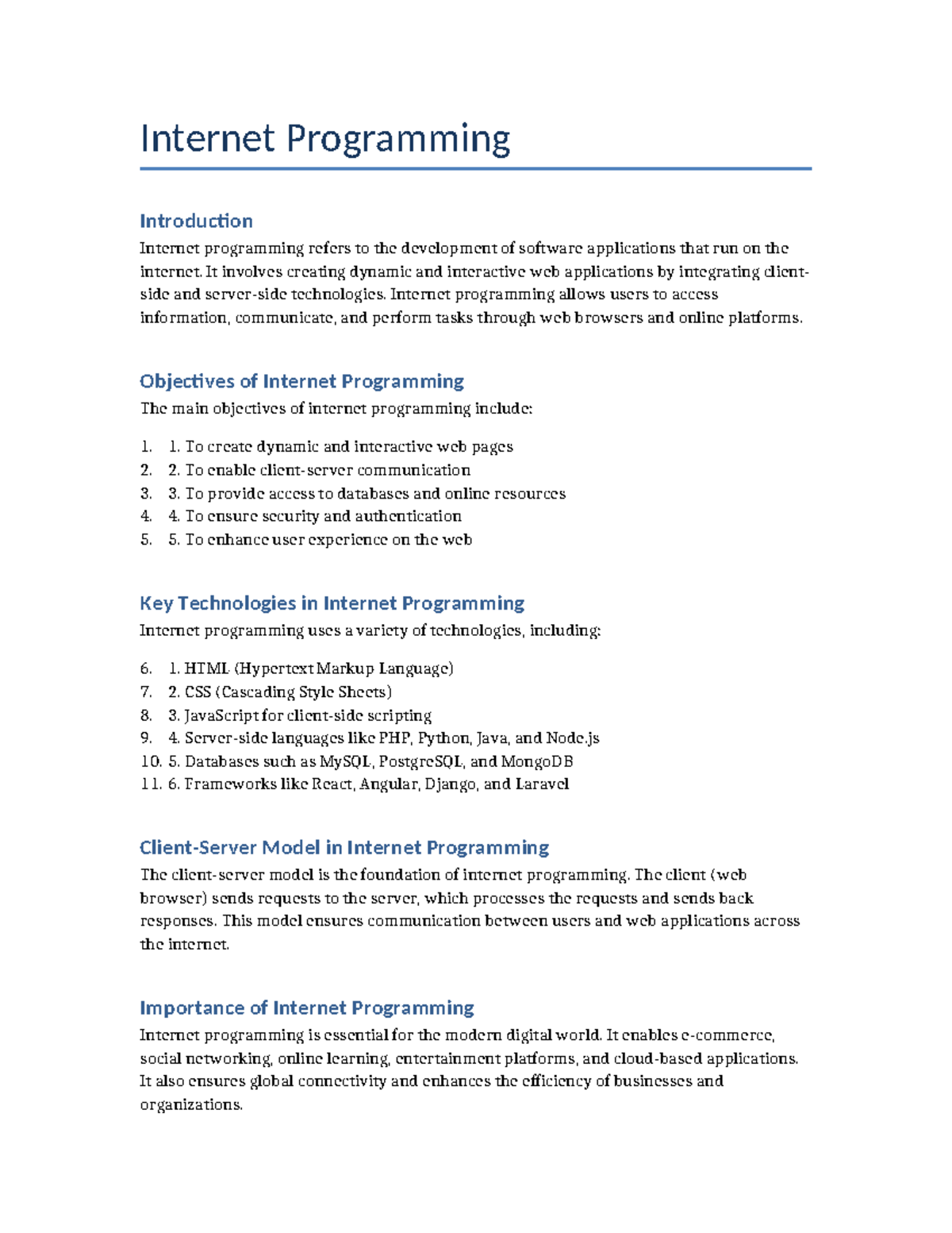 Internet Programming 101: An Introductory Guide - Studocu