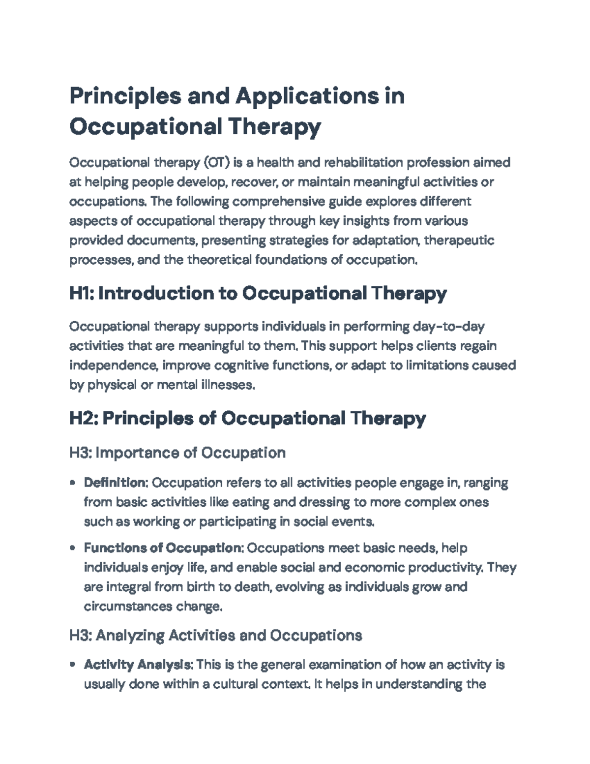 Principles and Applications in Occupational Therapy: A Comprehensive ...
