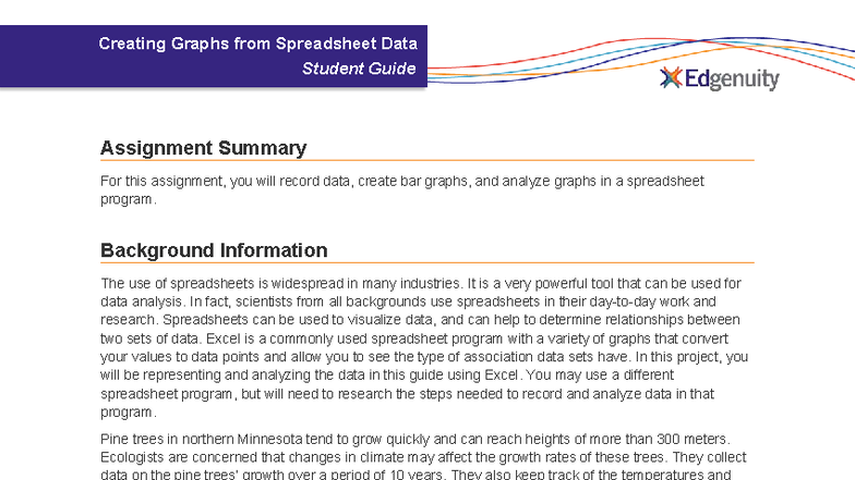 Project - Creating Bar Graphs from Spreadsheet Data (Assignment) - Studocu