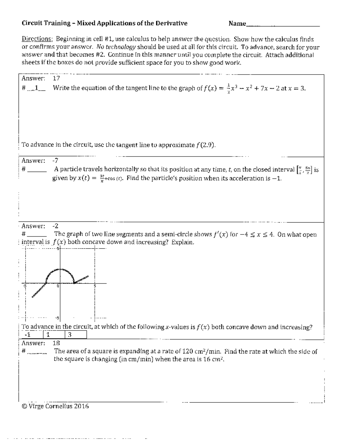 Circuit Training: Mixed Applications of the Derivative - Studocu