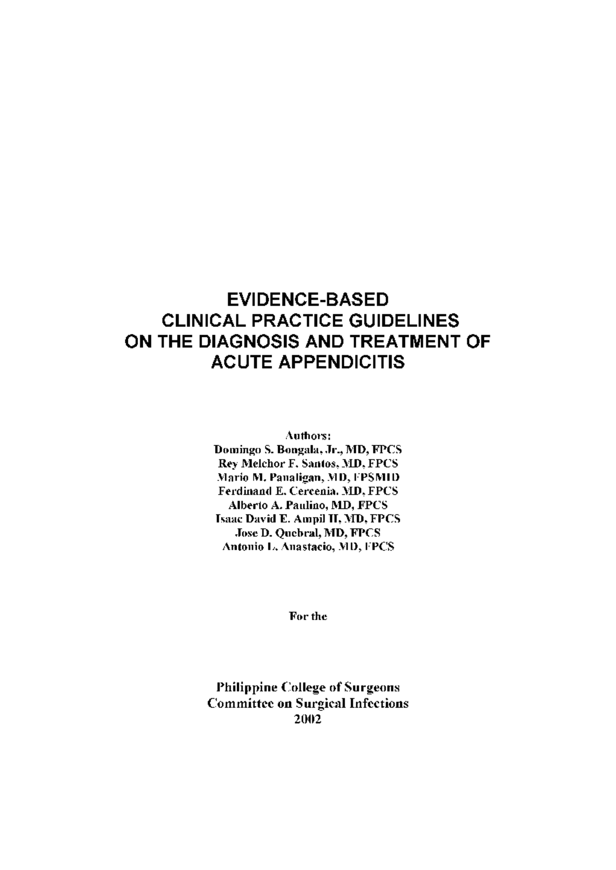 EBCPG Clinical Guidelines on Diagnosis & Management of Acute ...