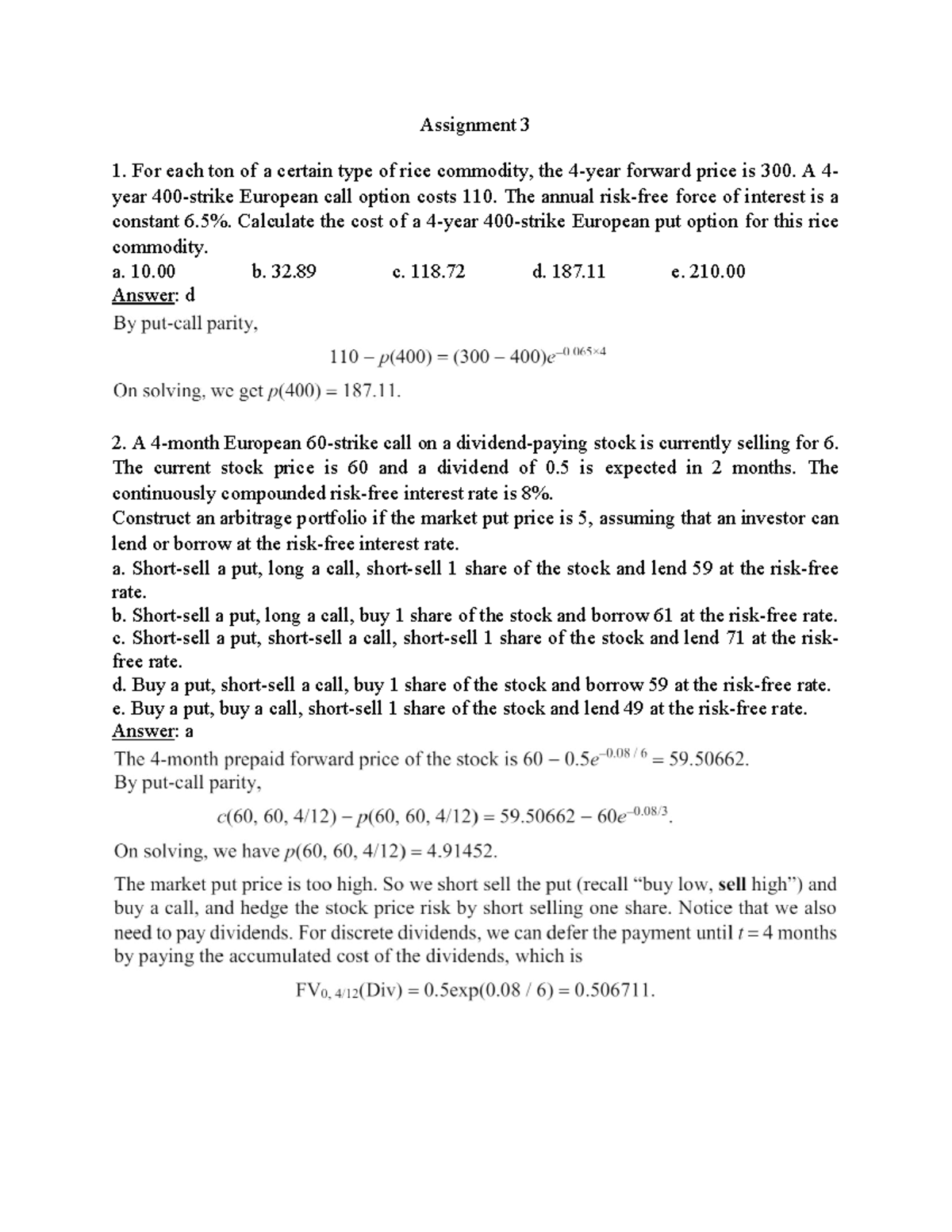 2025 - Assignment 3: Options and Futures Analysis - Studocu