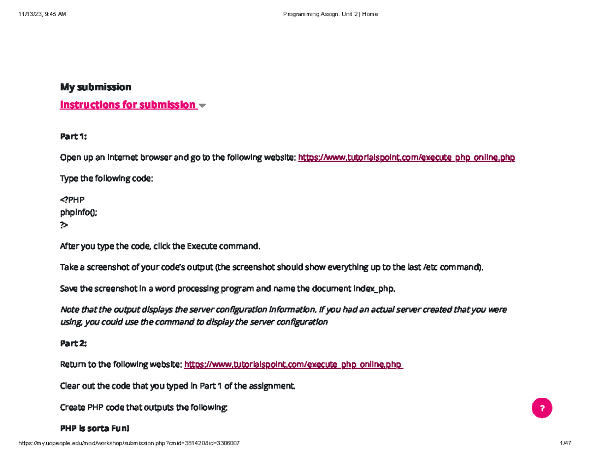 Programming Assignment: Unit 2 Submission Guide - Studocu
