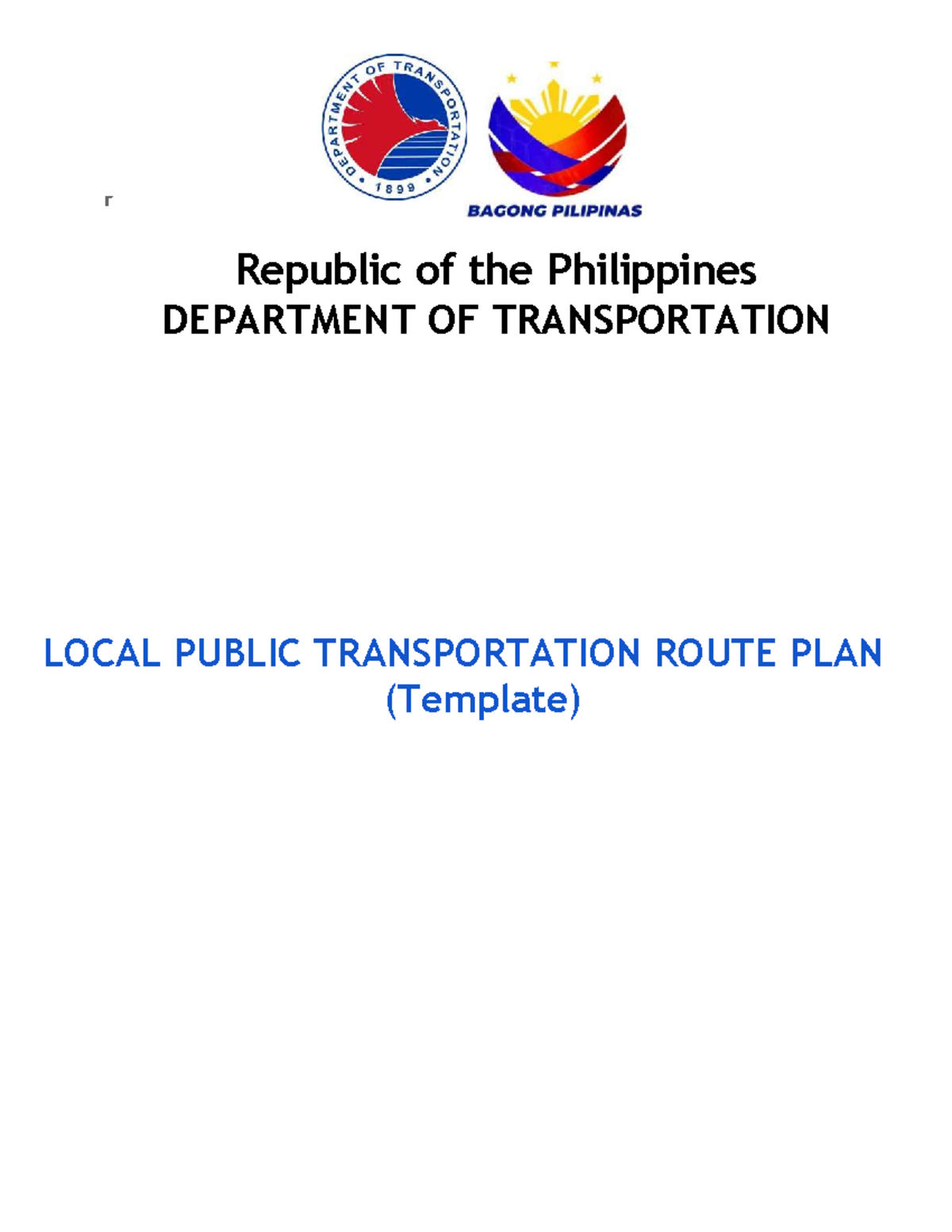 Local Public Transport Route Plan (LPTRP) Template v1.2.07022025 - Studocu