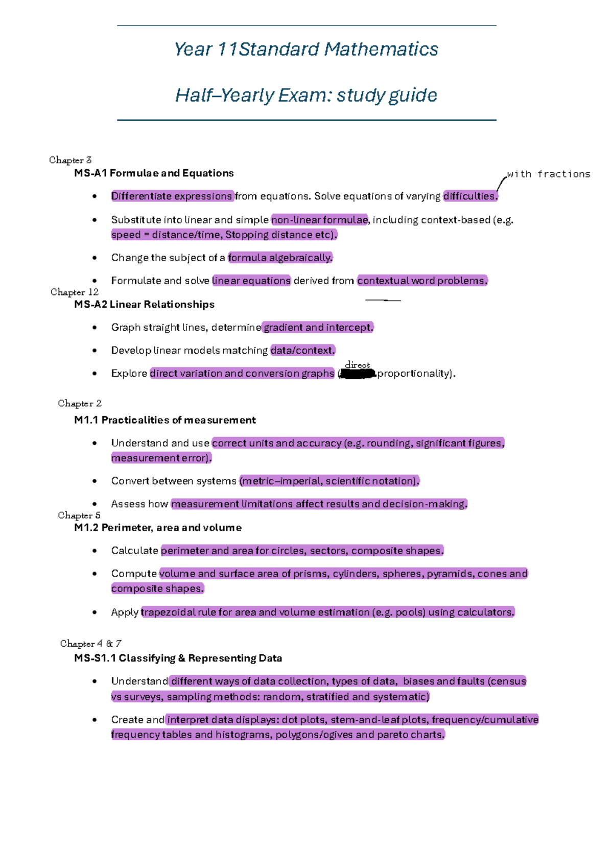 Year 11 Standard Mathematics Half Yearly Study Guide: Key Concepts and ...
