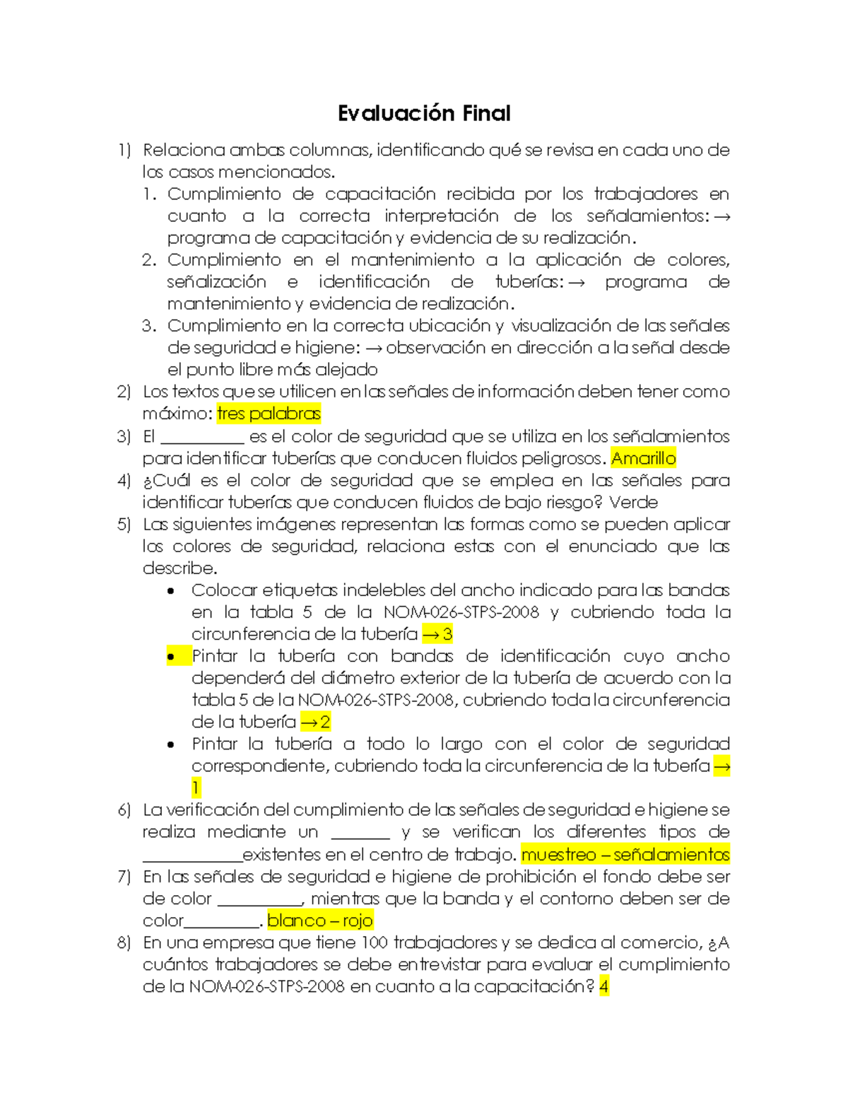 Evaluación Final - Guía Práctica NOM-026-STPS-2008 - Studocu