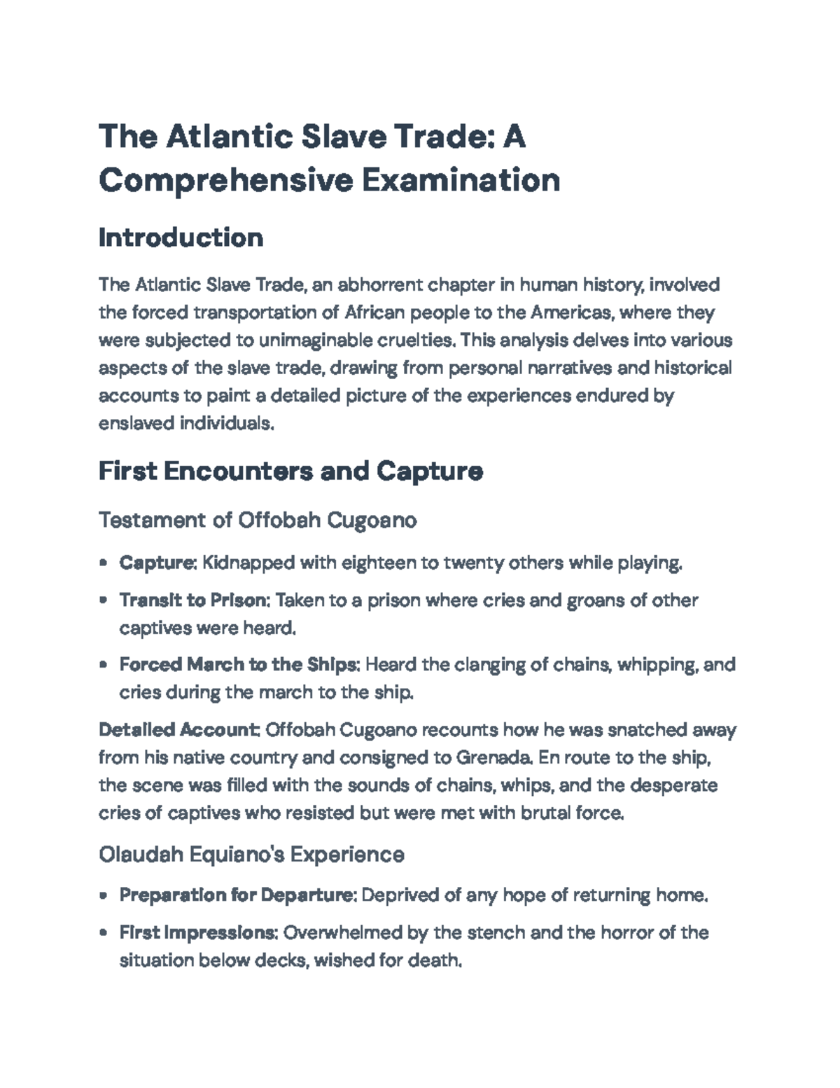 The Atlantic Slave Trade: A Detailed Analysis of Suffering and ...