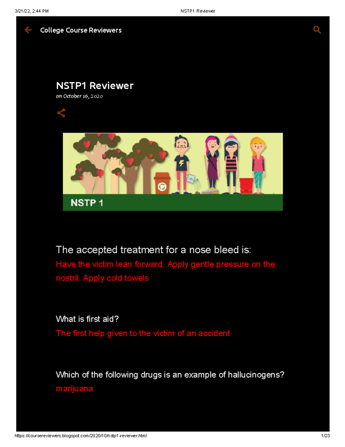 NSTP1 Review Guide for Final Exam Preparation and Key Concepts - Studocu