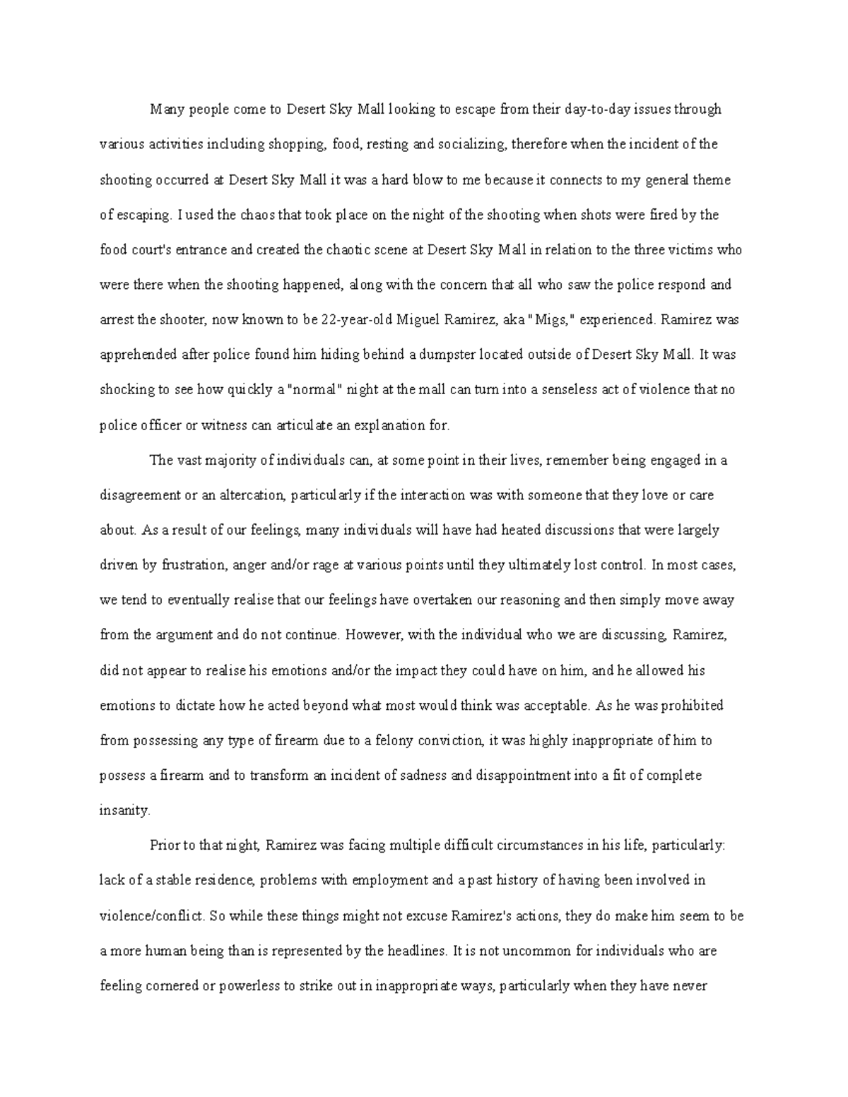 Crime Incident Analysis: The Desert Sky Mall Shooting - Studocu