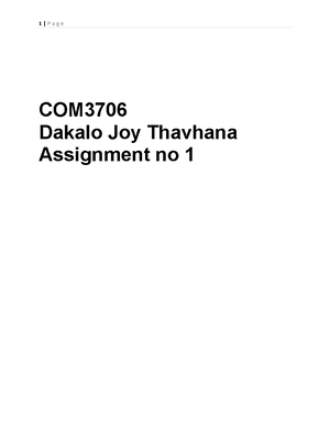 Com3706- assignment 1 - COM370 6 Student: Module Code: COM 3706 Assessment 1 COM370 6 ...