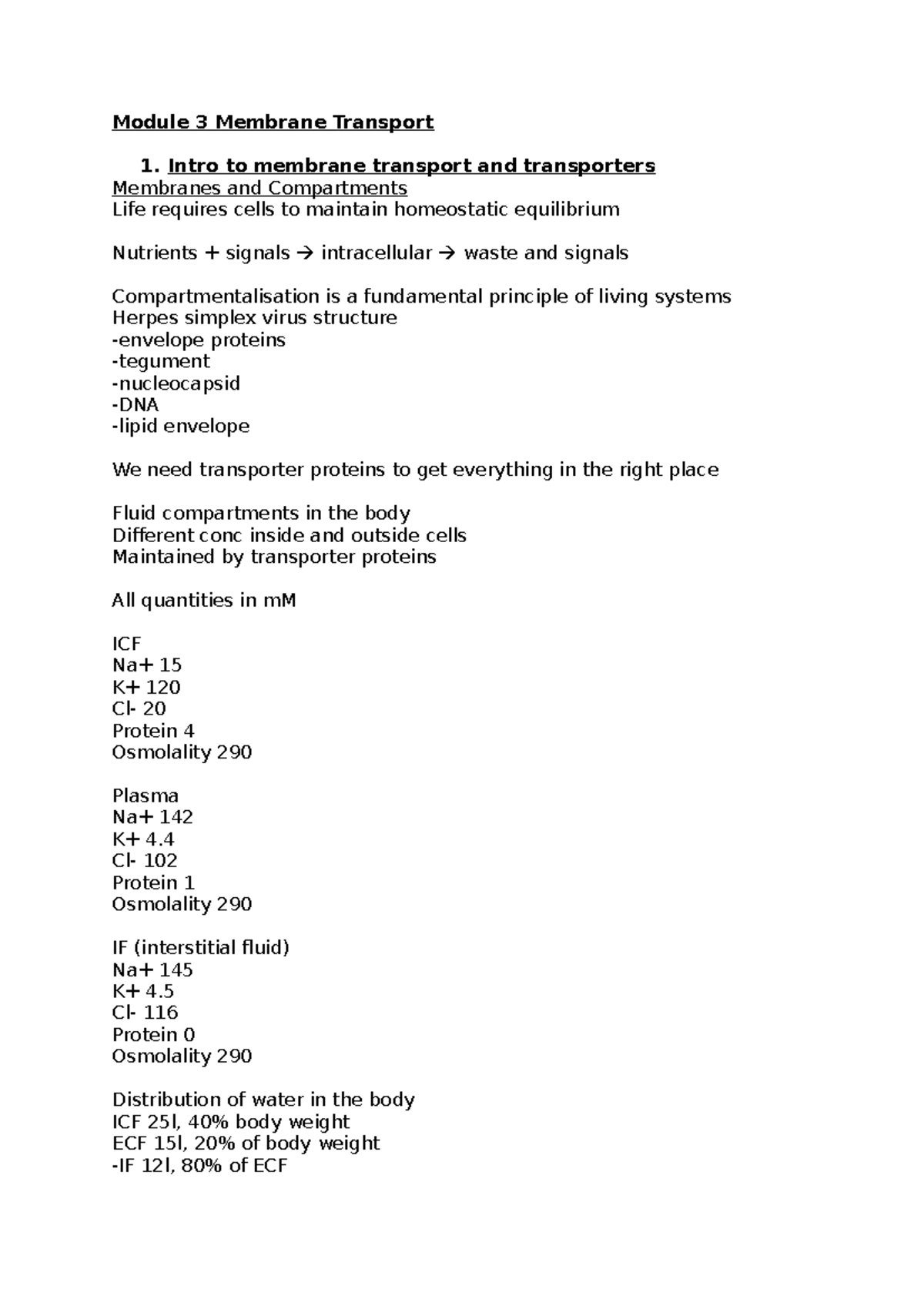 Module 3: Membrane Transport - Overview of Transport Mechanisms - Studocu