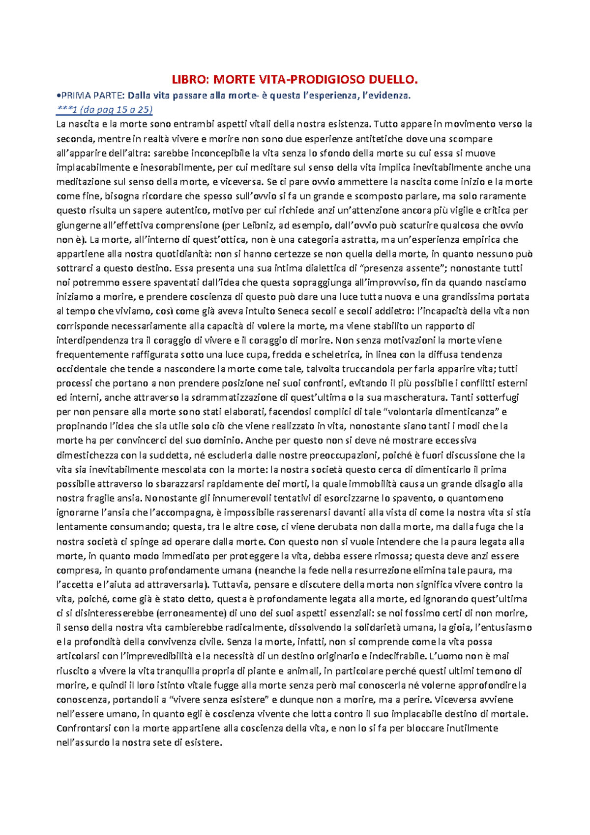 Riassunto: Morte e Vita - Riflessioni Filosofiche e Spirituali - Studocu