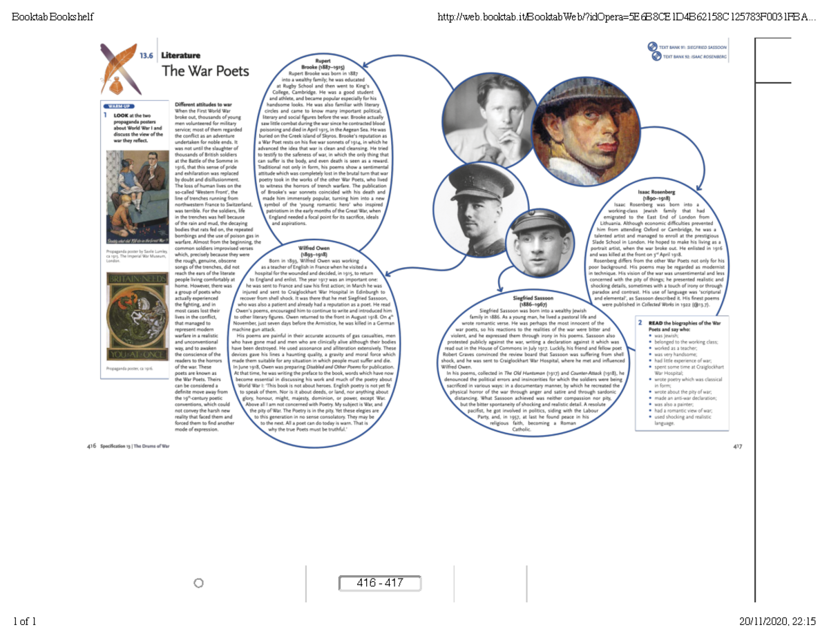 War Poets: A Conceptual Overview of Key Figures and Their Works - Studocu