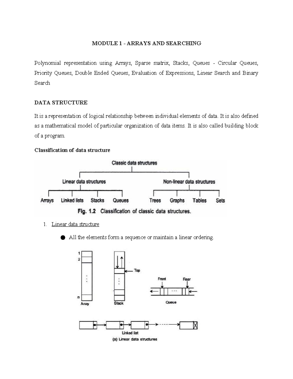Module 1 Notes on Data Structures (DSA) - PCCST303 KTU III SEM - Studocu