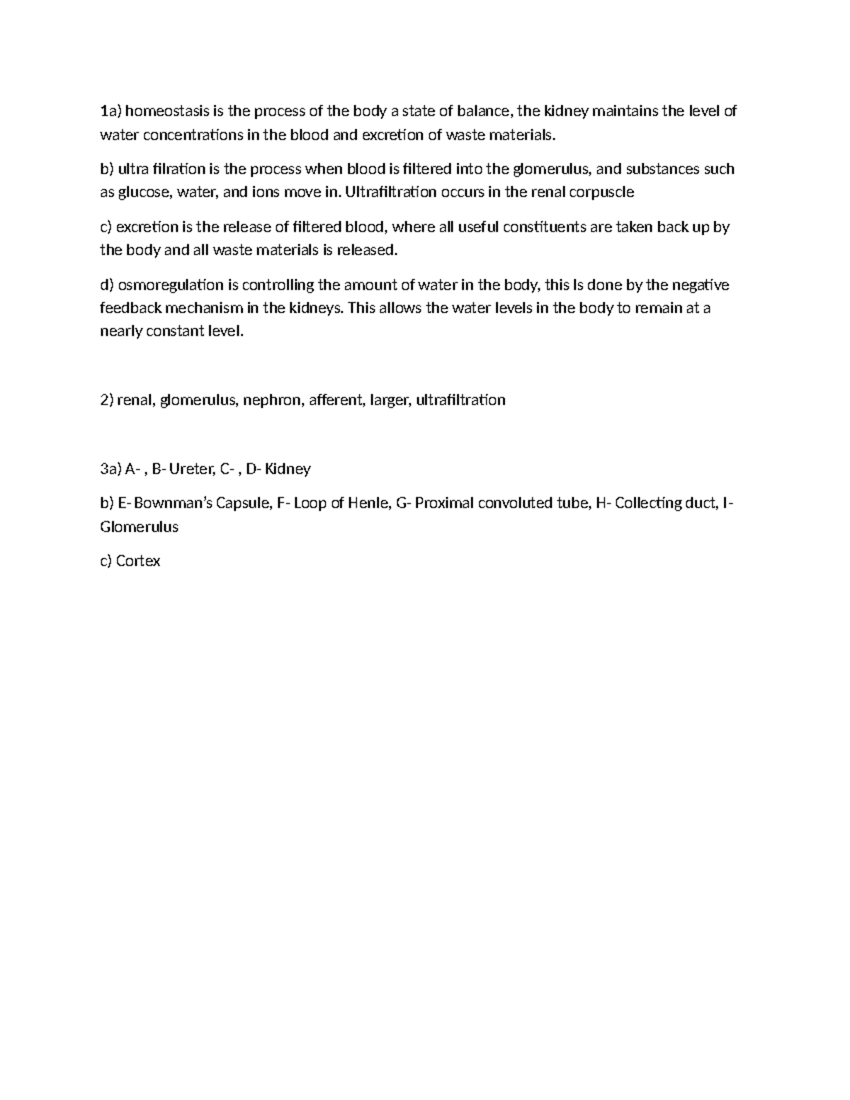 Osmoregulation Worksheet: Understanding Kidney Functions and ...