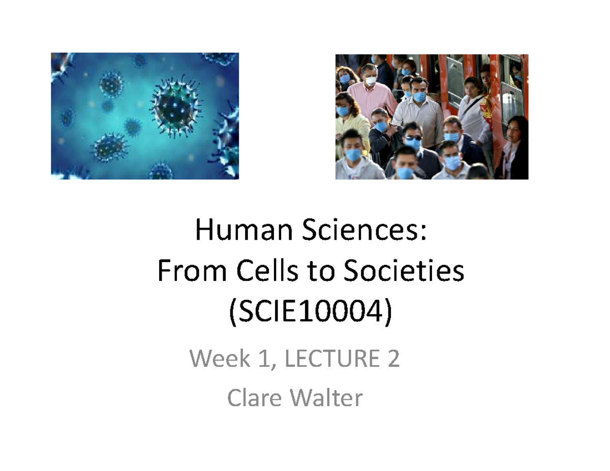 Human Sciences: Week 1 Lecture 2 - Epidemics & Pandemics Overview - Studocu