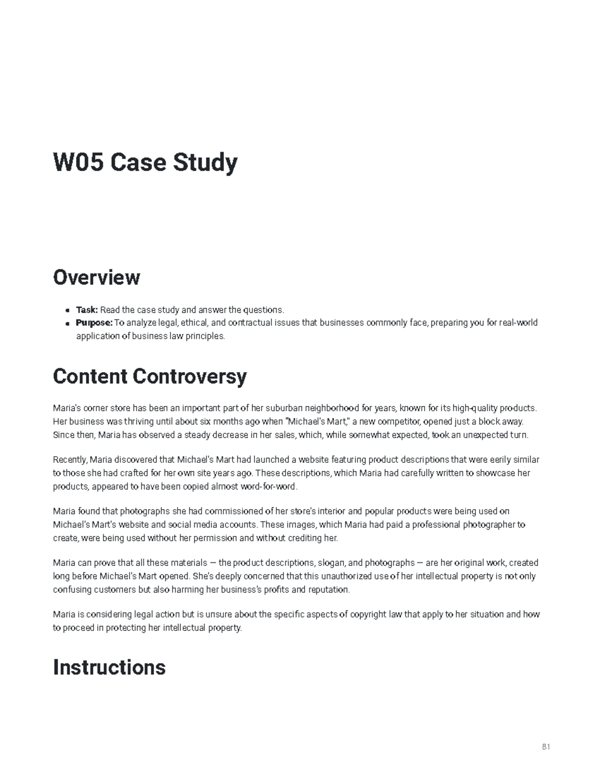 W05 Case Study: Copyright Issues in Business Law - Studocu