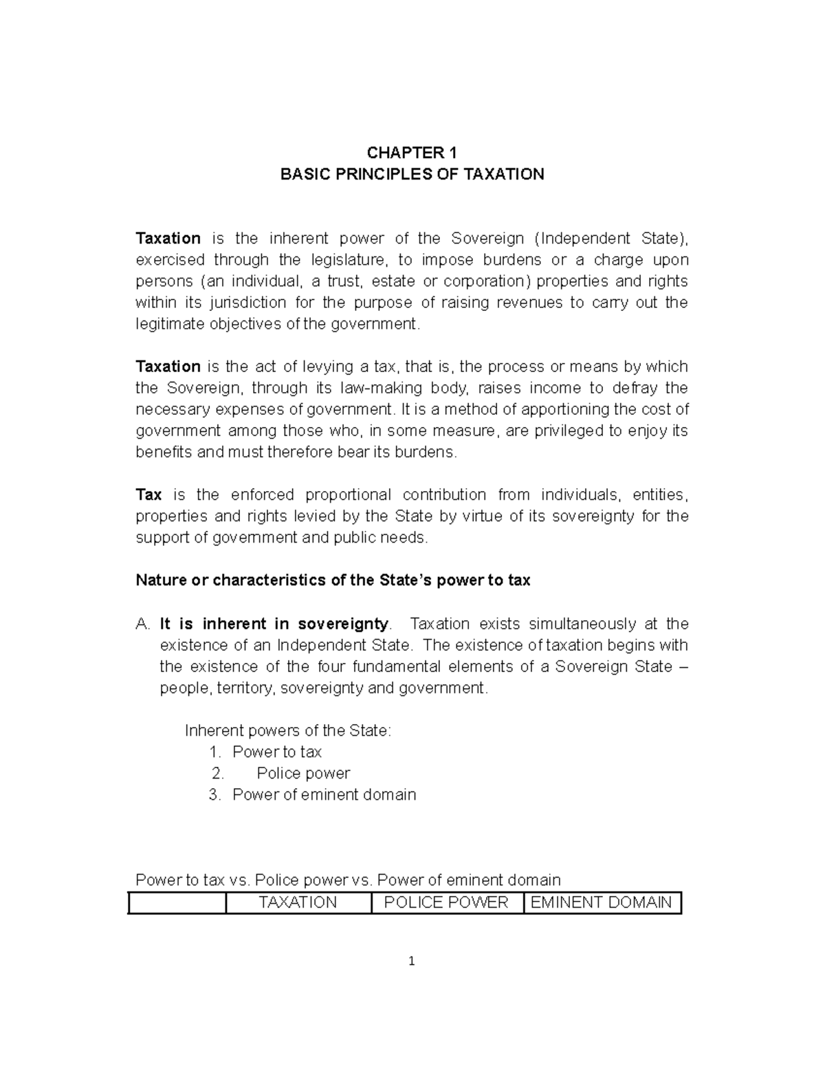 TAX 101: Chapter 1 - Fundamental Concepts of Taxation - Studocu