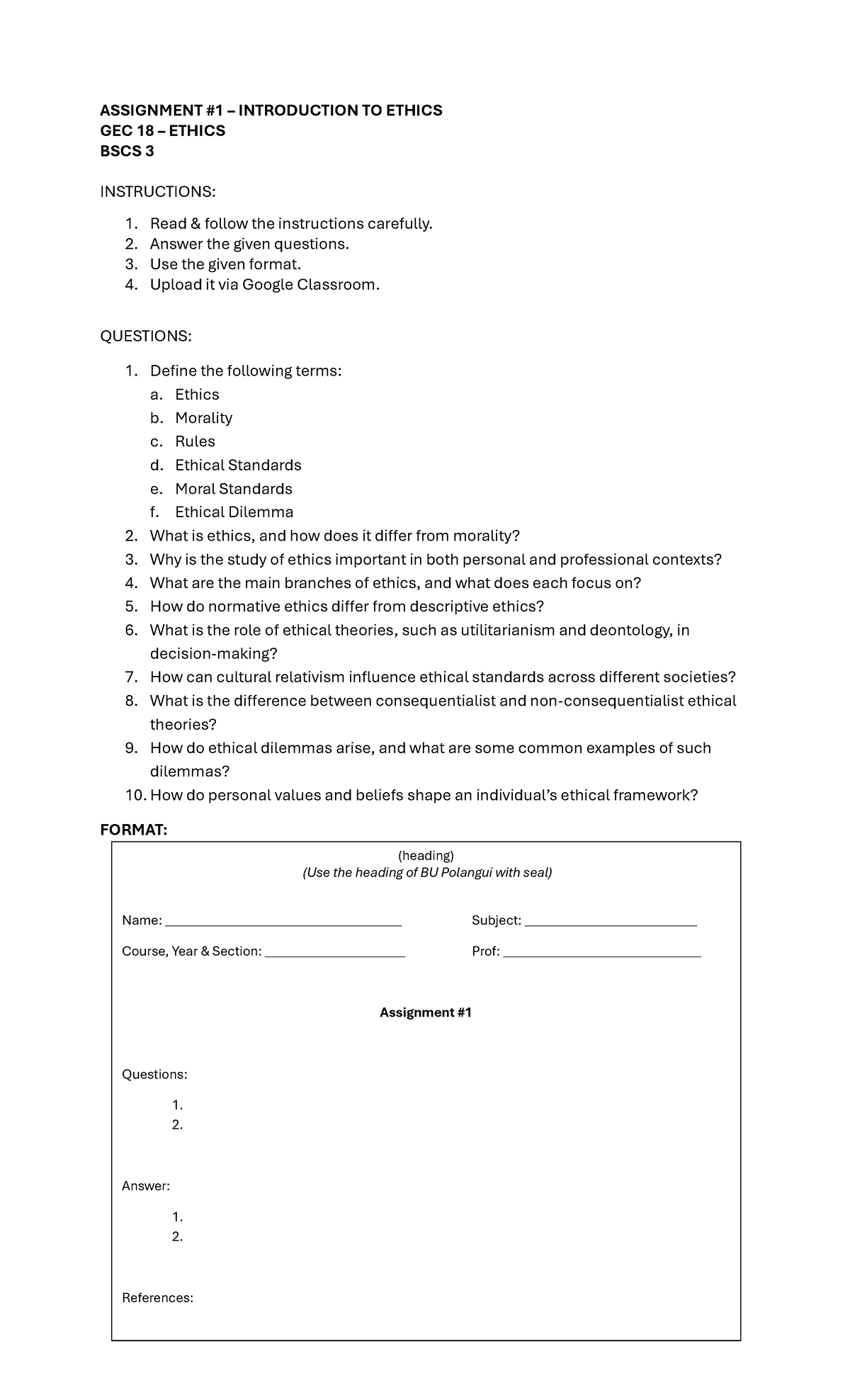 Assignment1 Intro To Ethics Bscs3 Assignment 1 Introduction To 7969