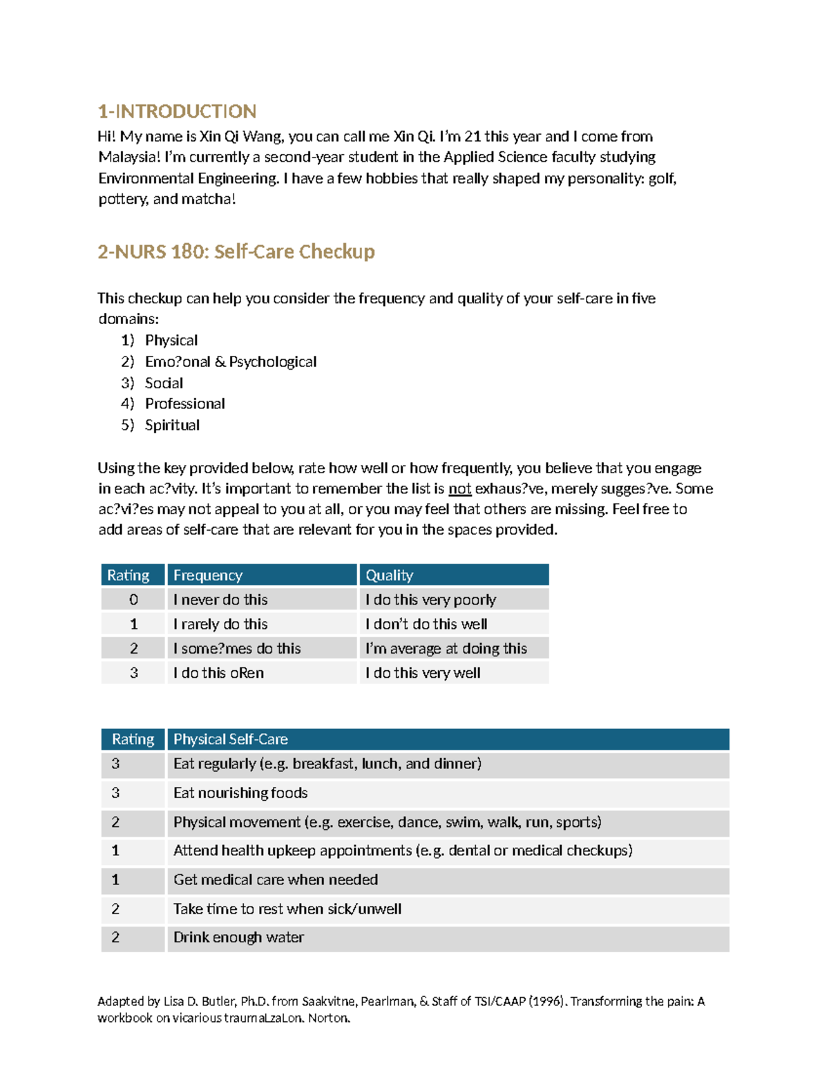 NURS180-1 - Midterm Practice: Self-Assessment Checkup Guide - Studocu