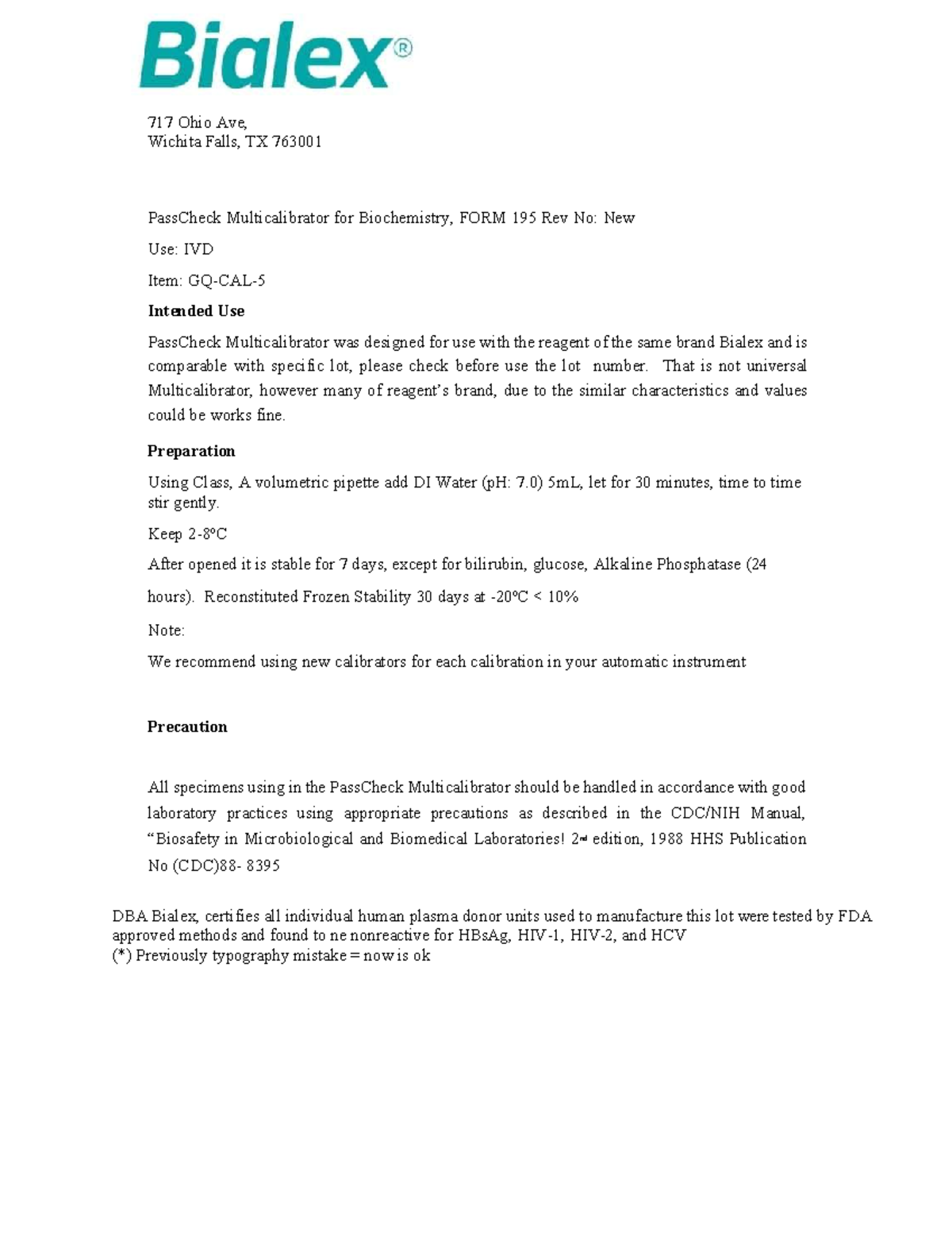 PassCheck Multicalibrator IVD Use Instructions and Lot Details - Studocu