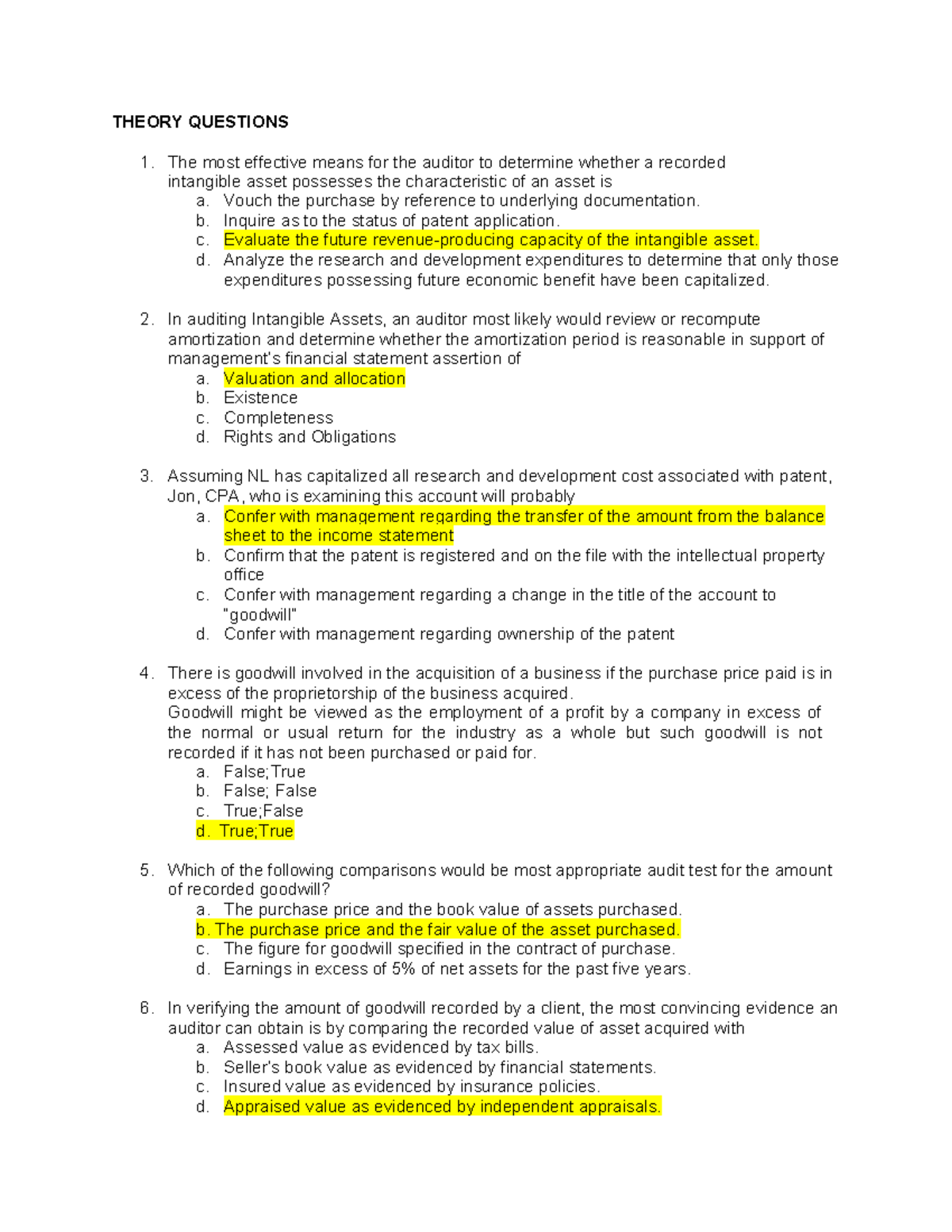 THEORY QUESTIONS in auditing theory with solutions - Bachelor of ...