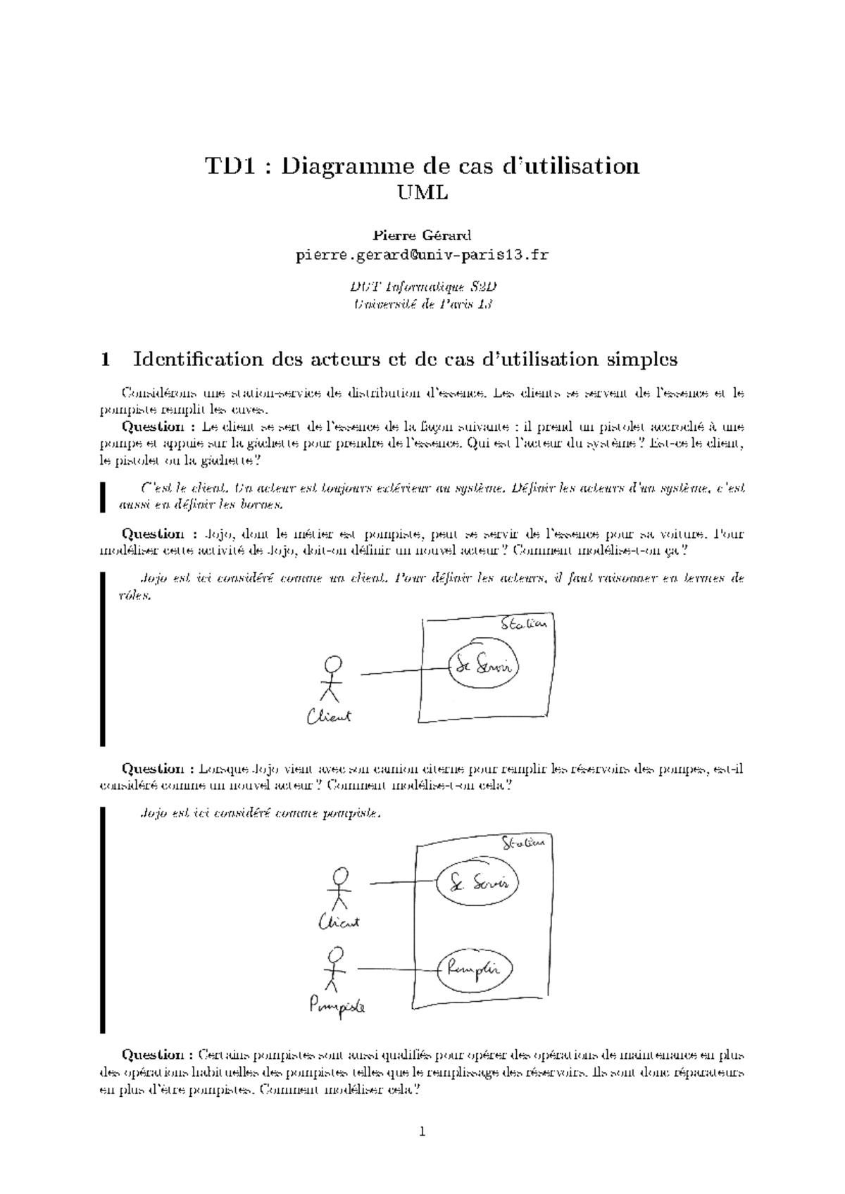 Exercices UML 1 : Diagrammes et Cas d'Utilisation - TD1 - Studocu