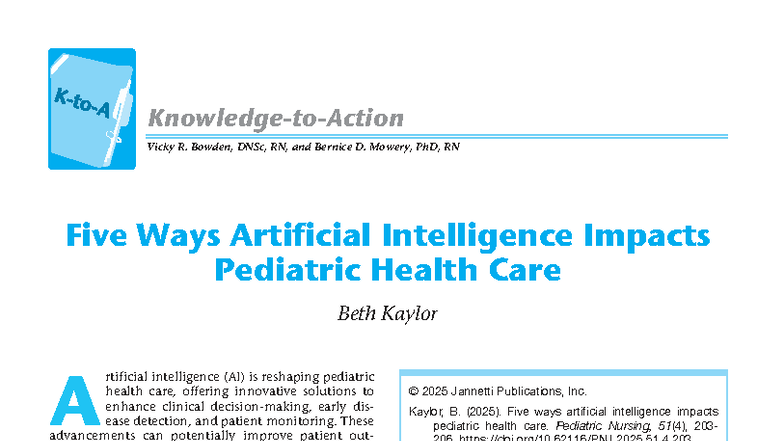 Five Ways Artificial Intelligence Impacts Pediatric Health Care - A ...