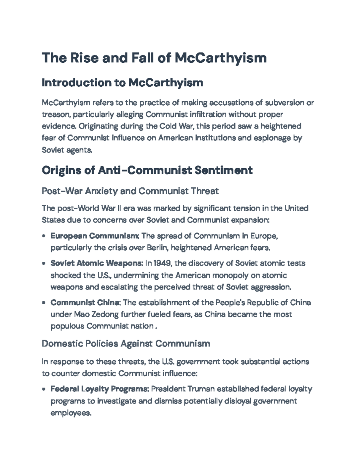 The Rise and Fall of McCarthyism: A Historical Analysis of Anti ...
