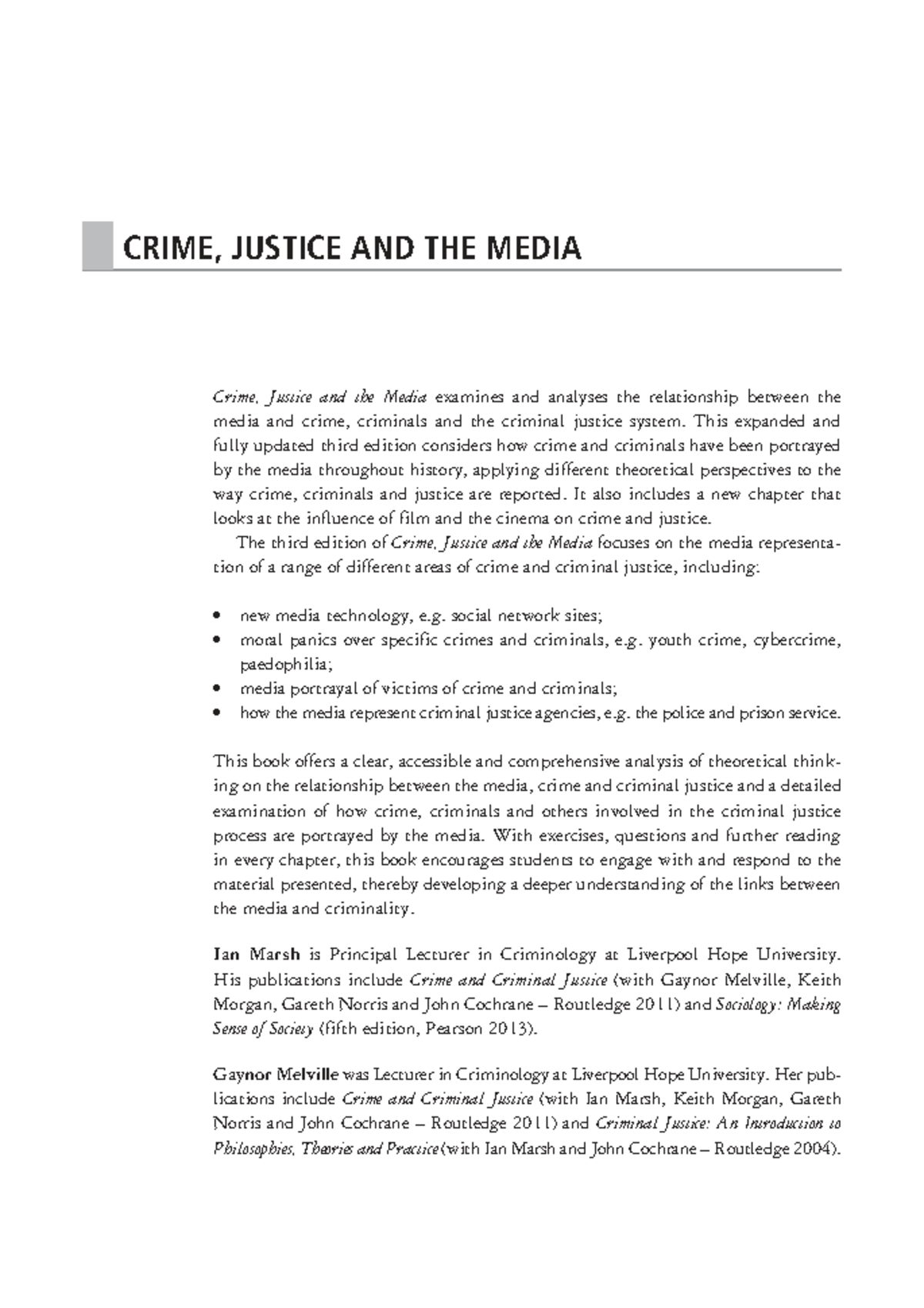 CRIME, JUSTICE AND THE MEDIA: Analyzing Media's Role in Crime Reporting ...