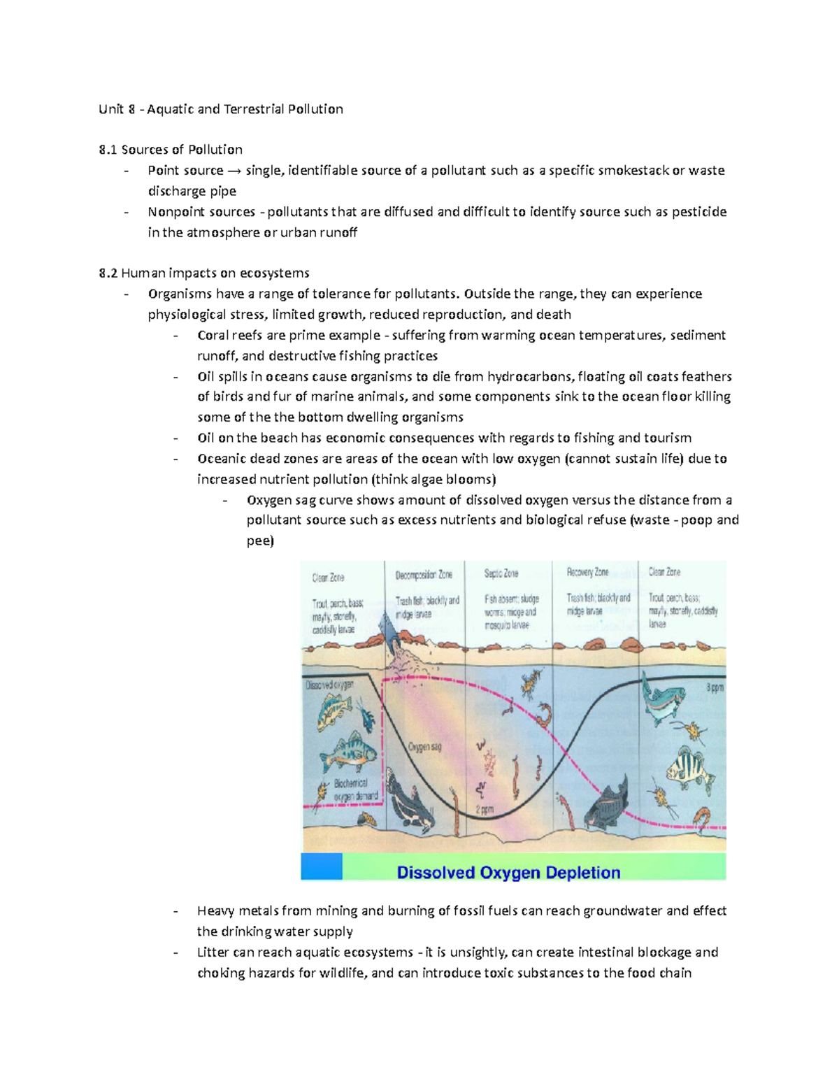 APES Unit 8 Notes - Unit 8 - Aquatic and Terrestrial Pollution - Unit 8 ...