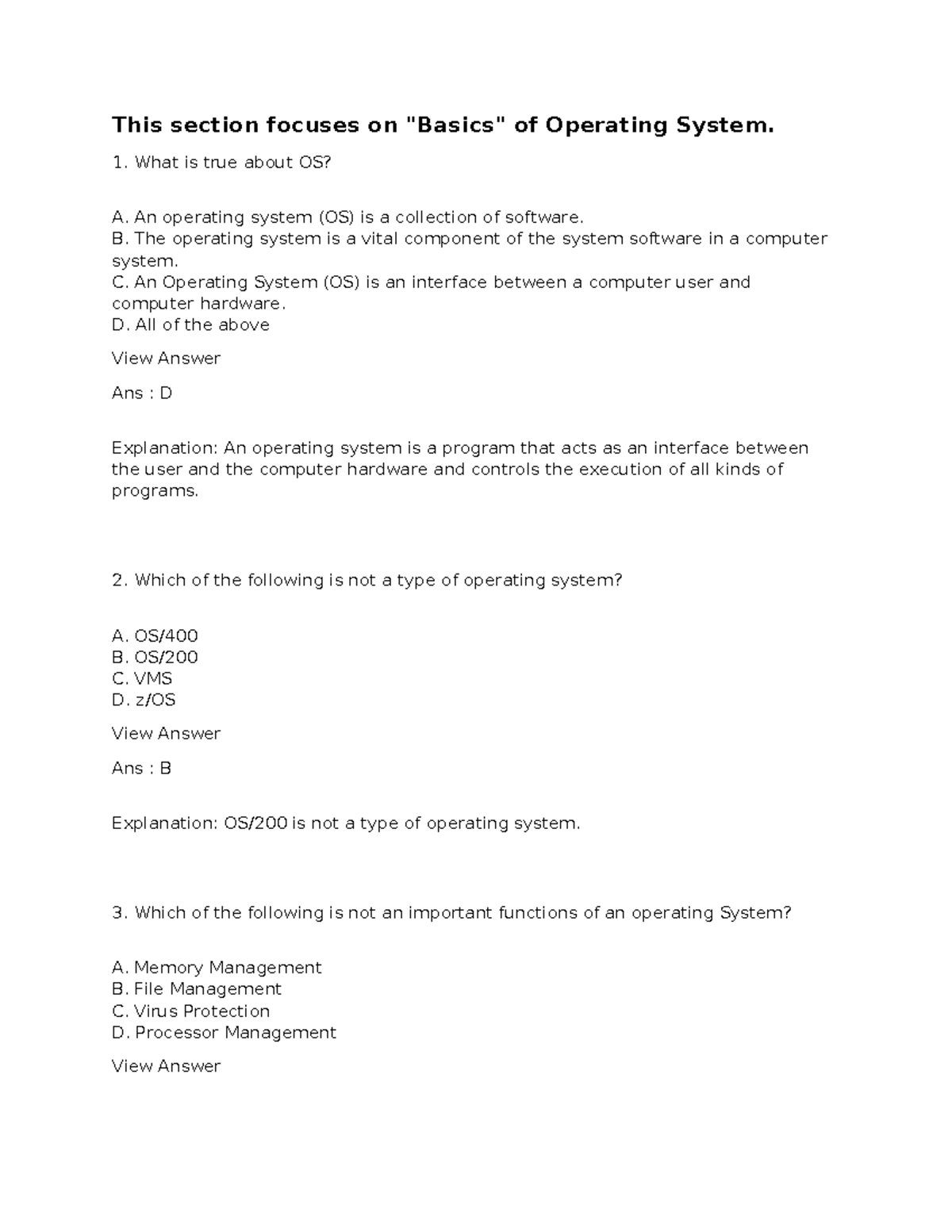Operating Systems Overview: Key Concepts and Functions (CS101) - Studocu