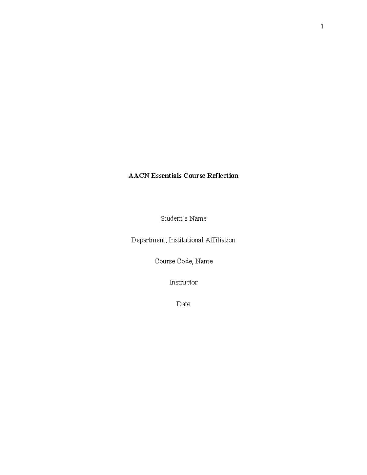 AACN Essentials Course Reflection: Empowering Nursing Practice - Studocu