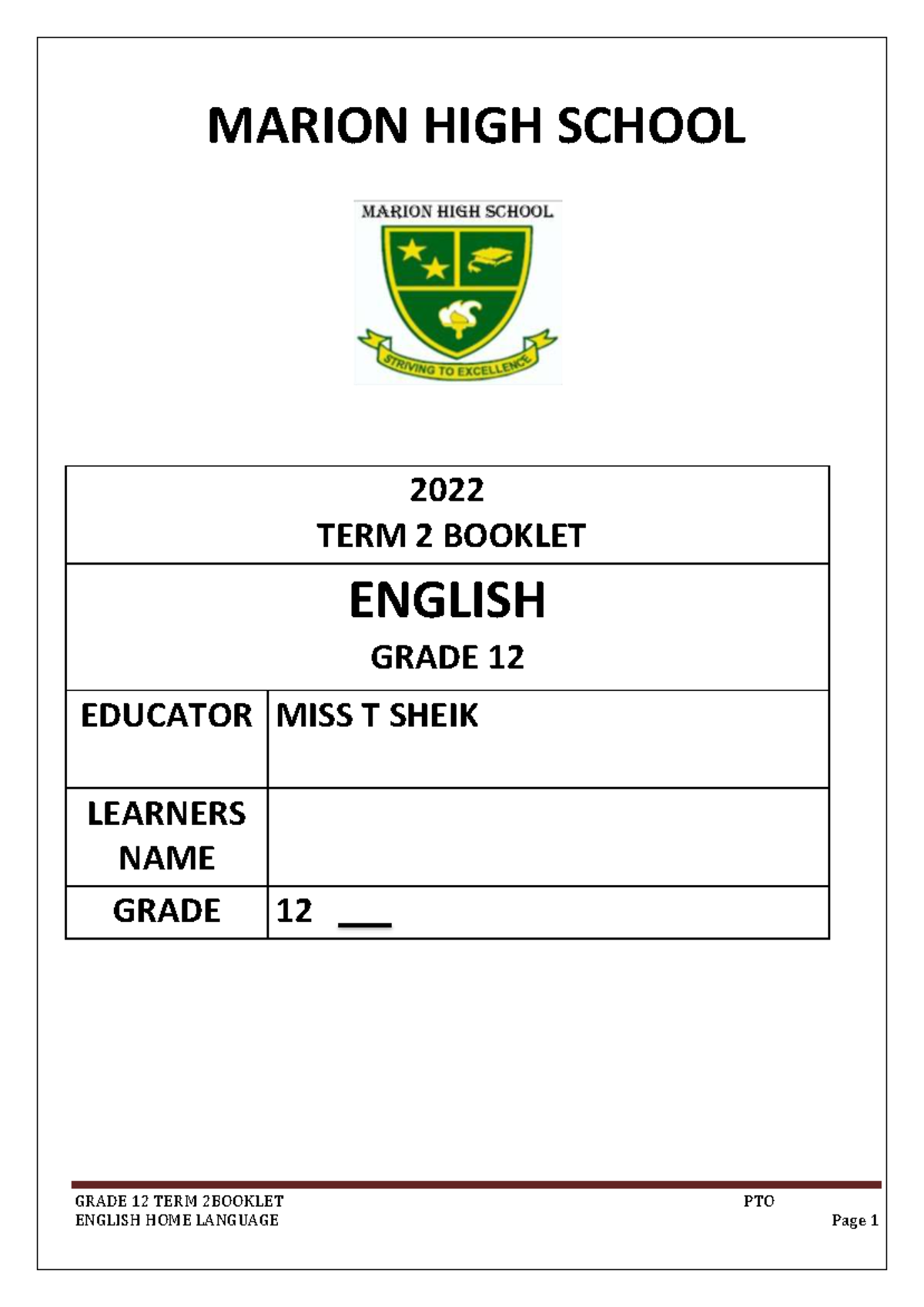 G12 ENG Term 2 Booklet 2022: Final Exam Preparation Guide - Studocu