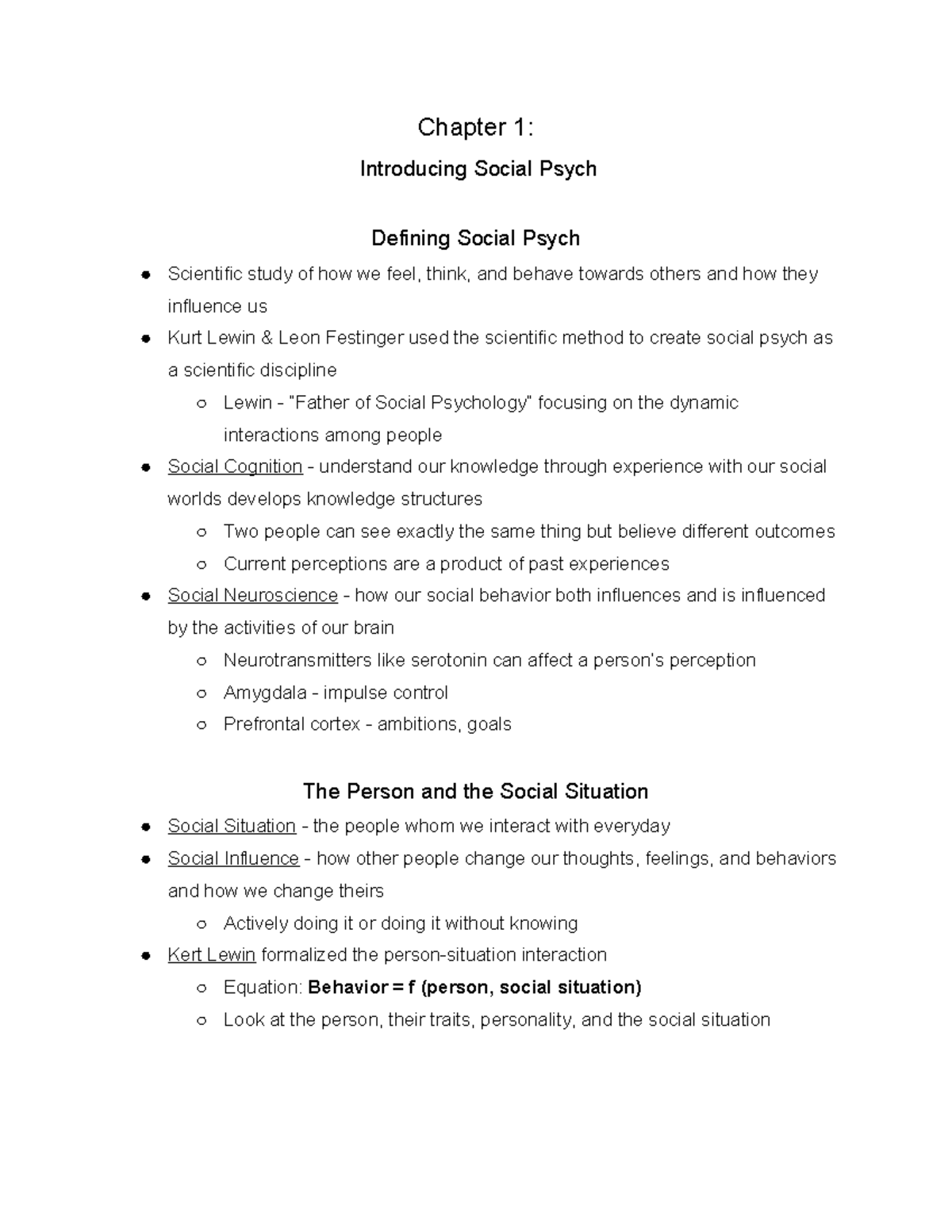 Intro to Social Psych - Chapter 1: Introducing Social Psych Defining ...