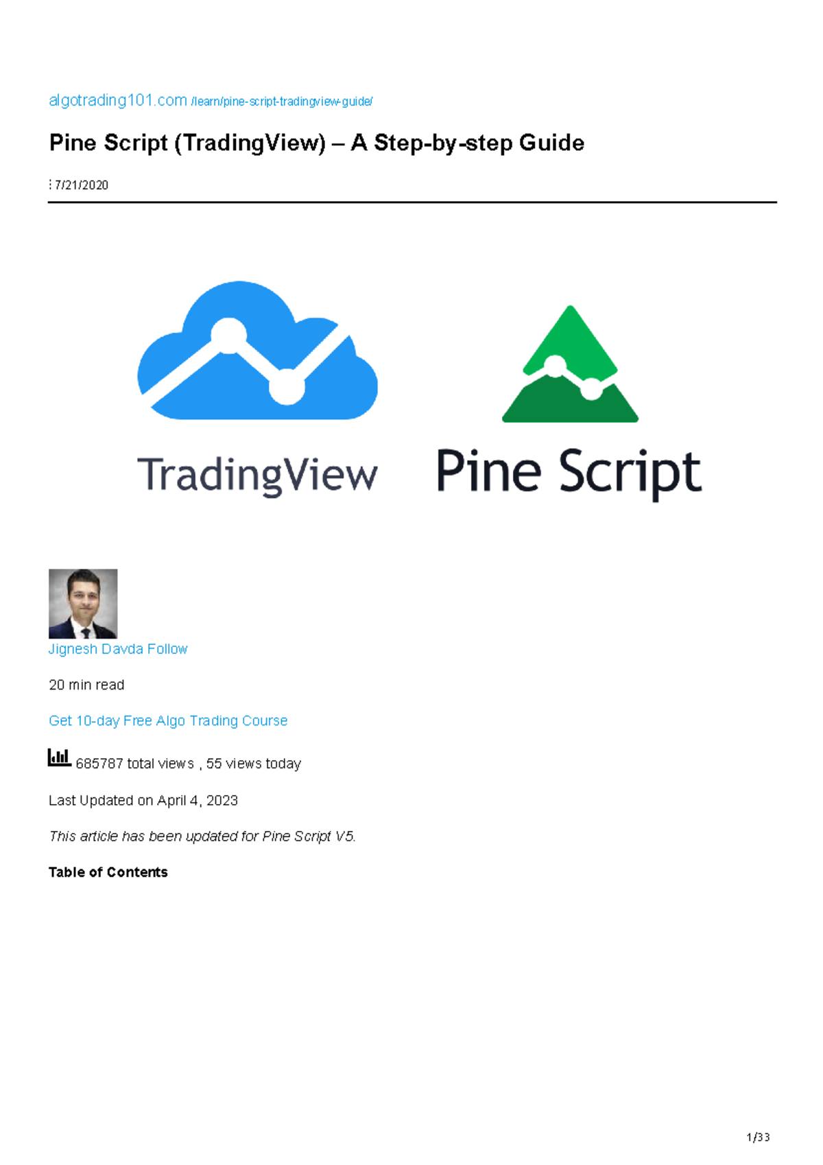 Algotrading 101: Pine Script Tutorial - A Step-by-Step Guide - Studocu