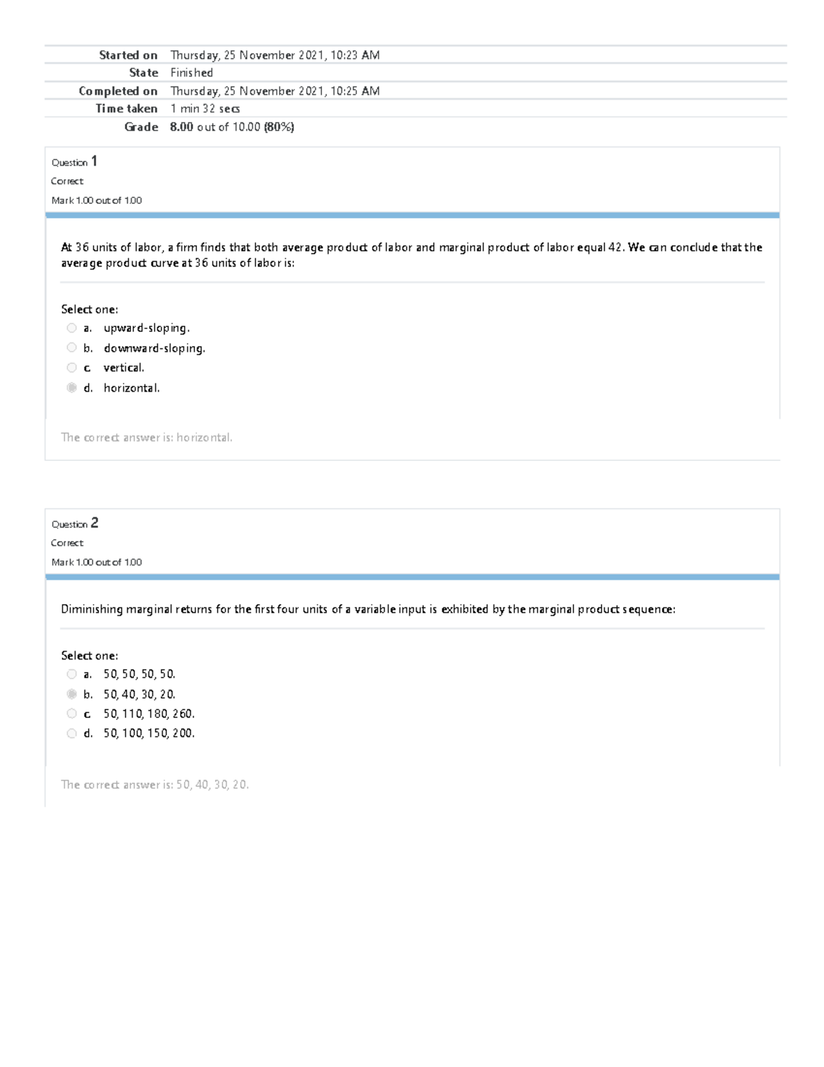 Self-Quiz Unit 3 - Chapter 8 ECON1580 - Started on Thursday, 25 ...