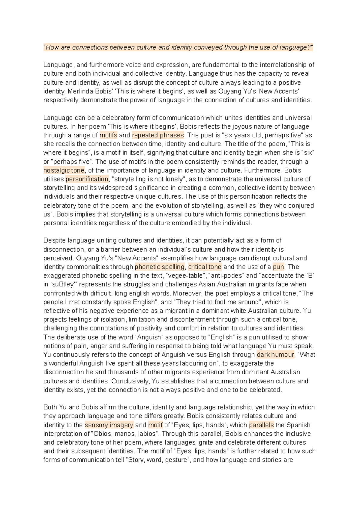 English Standard - Contemporary Asian Australian Poets Essay - “How are ...