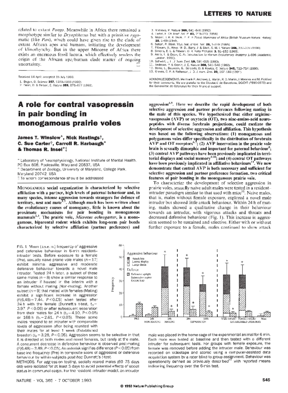 Letters to Nature: Evolutionary Insights on Pongo and Drosophila ...